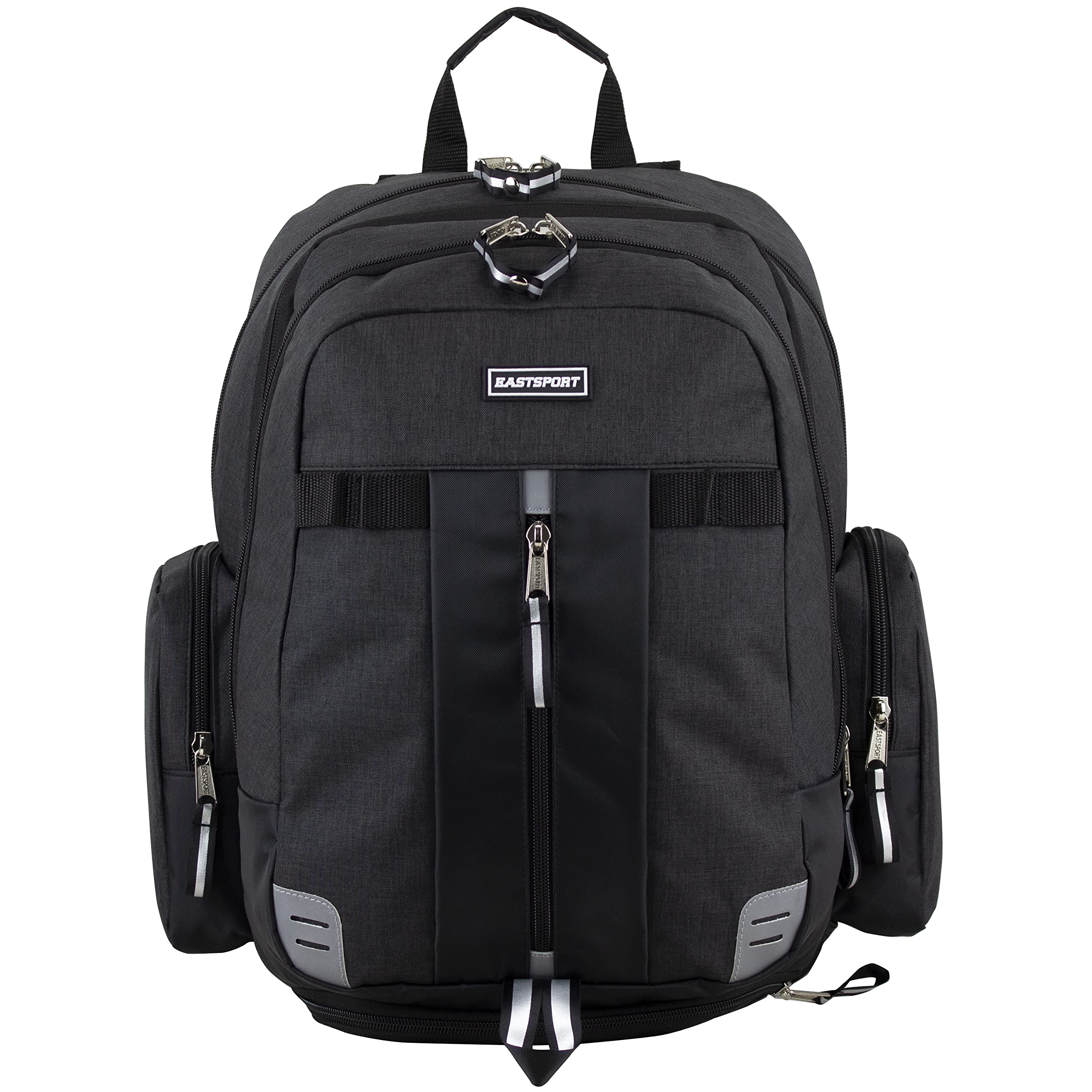 Eastsport Oversized Expandable Backpack with Removable EasyWash Bag, RECYCLED MATERIAL - Dark Grey Chambray