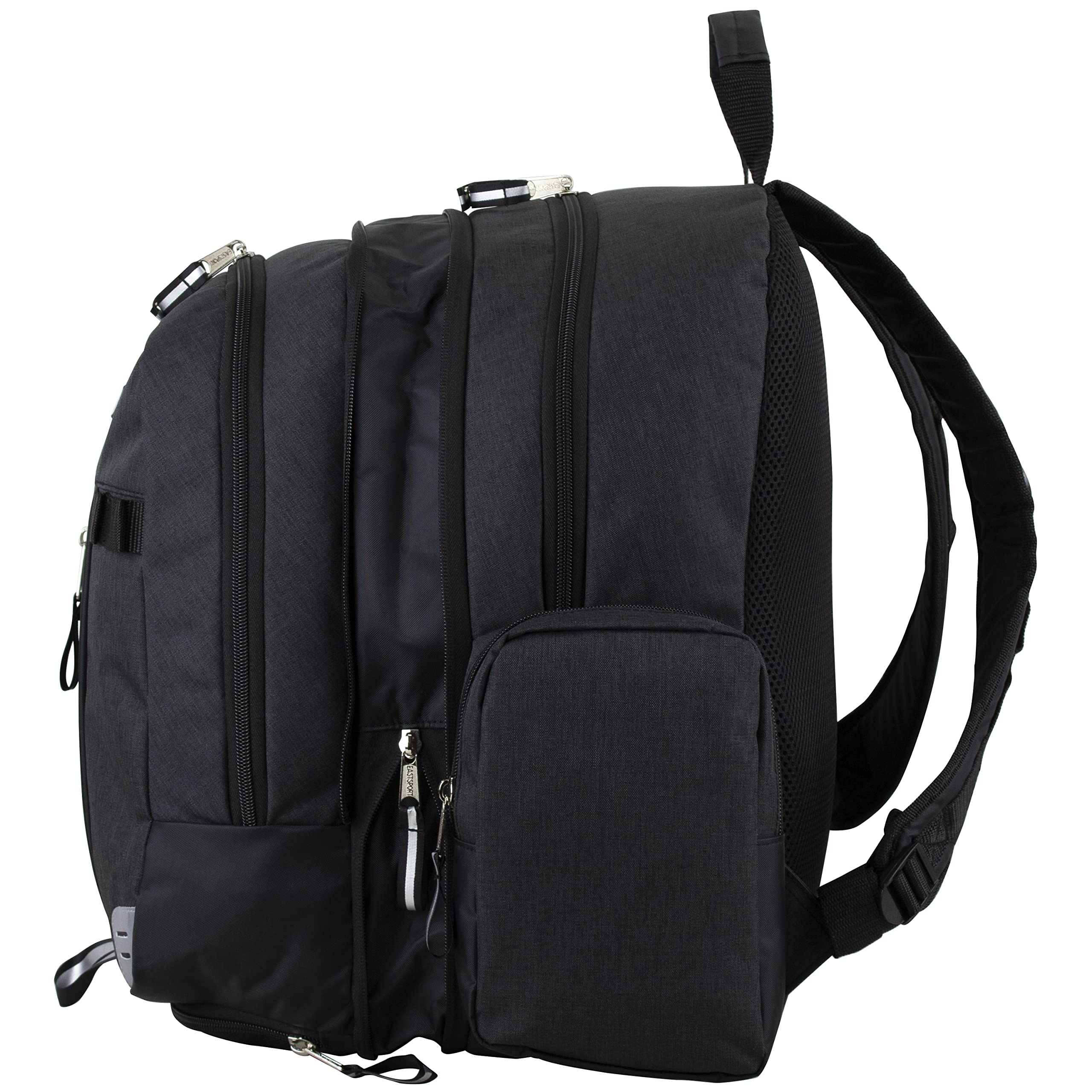 Eastsport Oversized Expandable Backpack with Removable EasyWash Bag, RECYCLED MATERIAL - Dark Grey Chambray