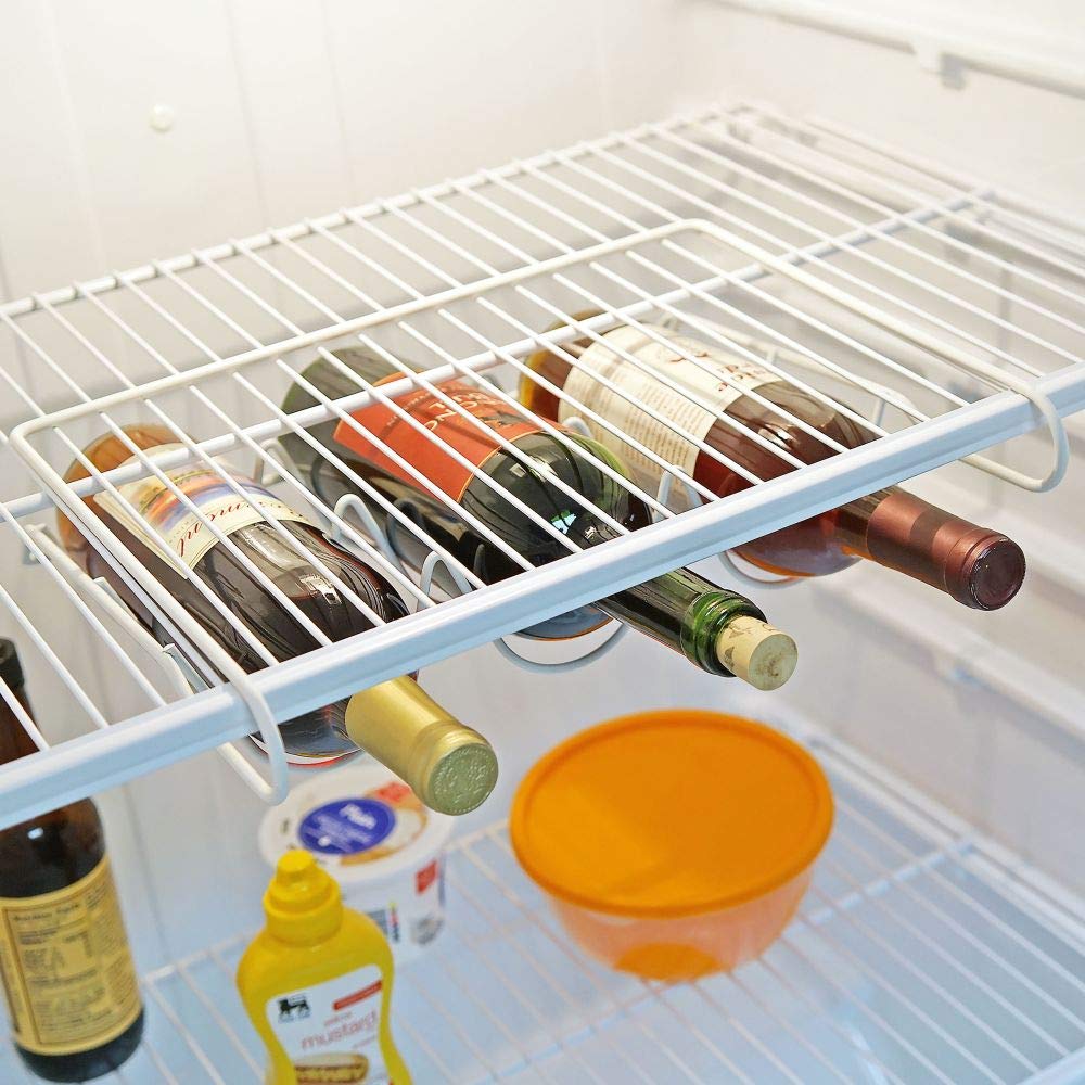 Fridge Wine Rack Bottle Shelf Refrigerator Slide On Rack Holds 3 Bottles and Fits Most Fridge Shelves, Set 2