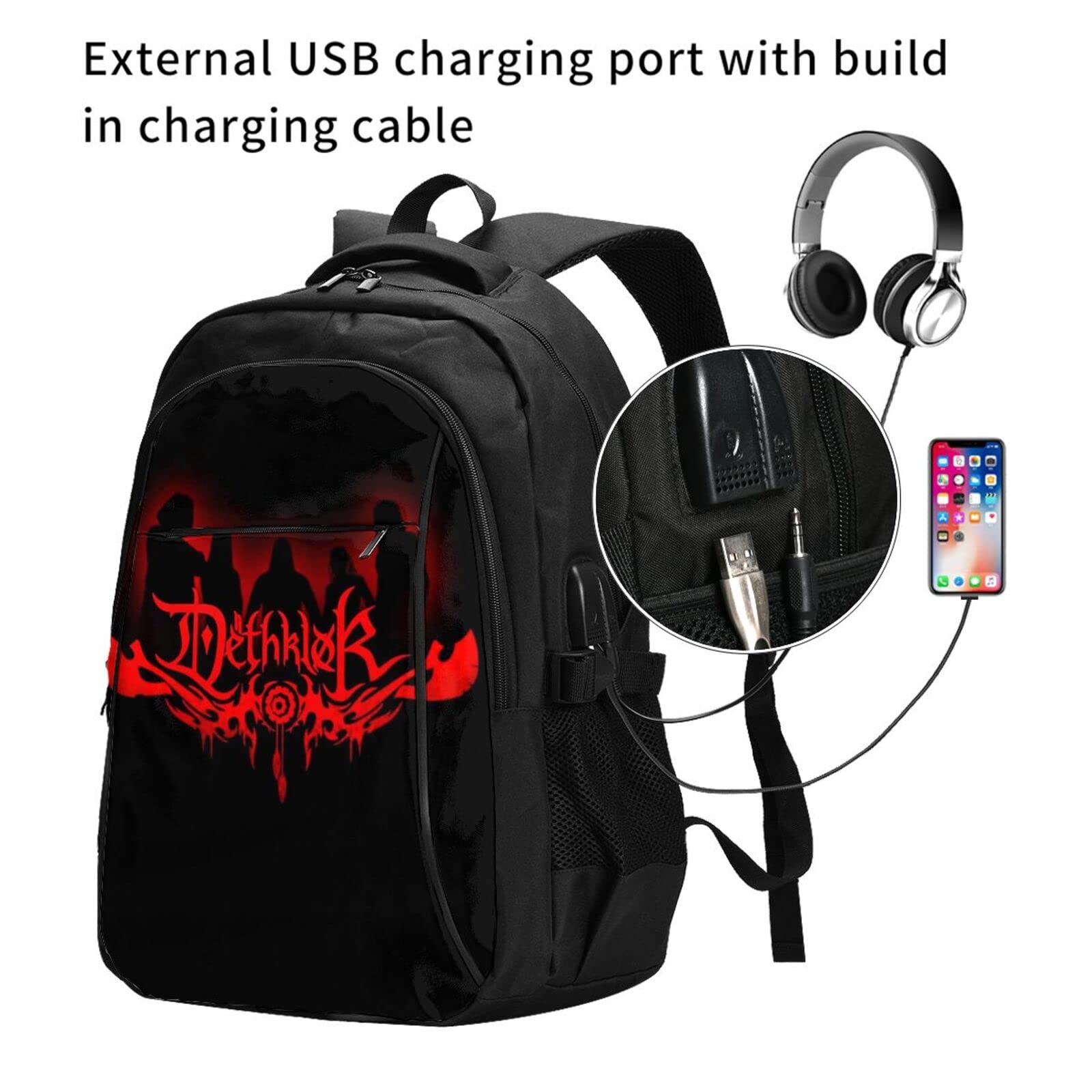 Dethklok Backpack With Usb Charging Port Outdoor Hiking Laptop Bags