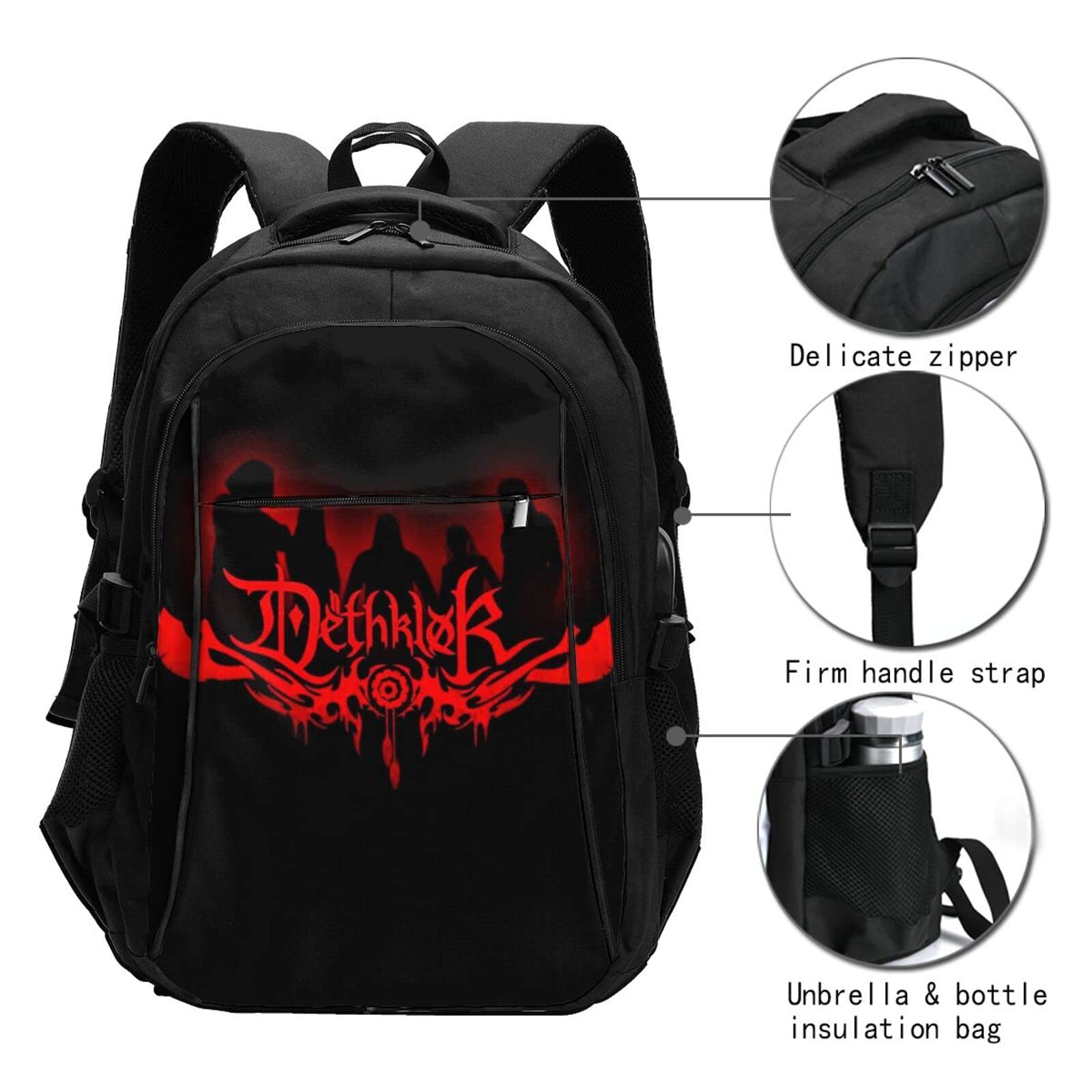 Dethklok Backpack With Usb Charging Port Outdoor Hiking Laptop Bags