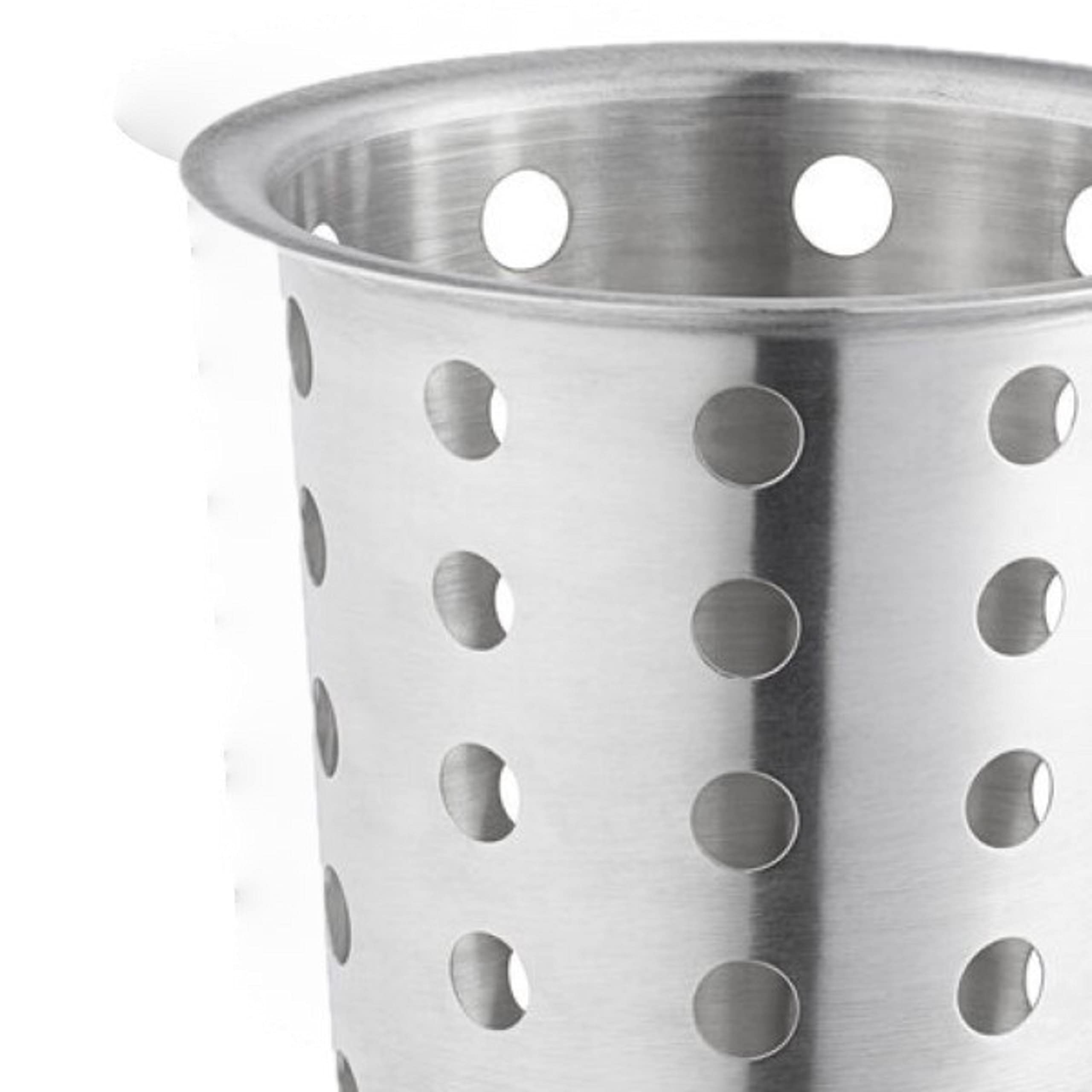 TrueCraftware β Set of 4 - Flatware Cylinder with outer lip, Stainless Steel - Kitchen Tools Flatware Holder Utensil Drying Cylinder Countertop Silverware Caddy