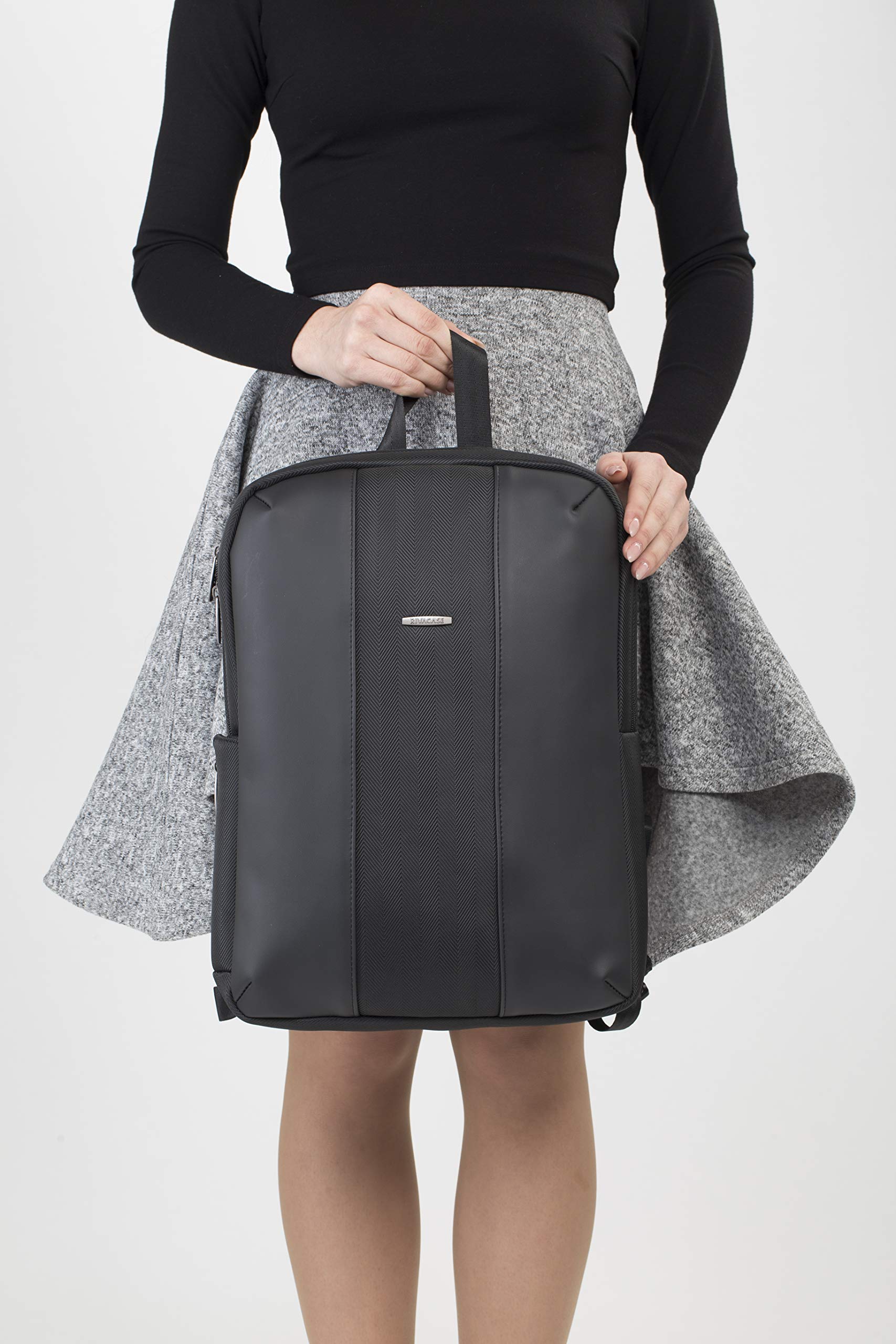 Rivacase 8125 Slim, Business Backpack, 14-inch Laptop Case, Unisex, Faux Leather Back Pack, Black