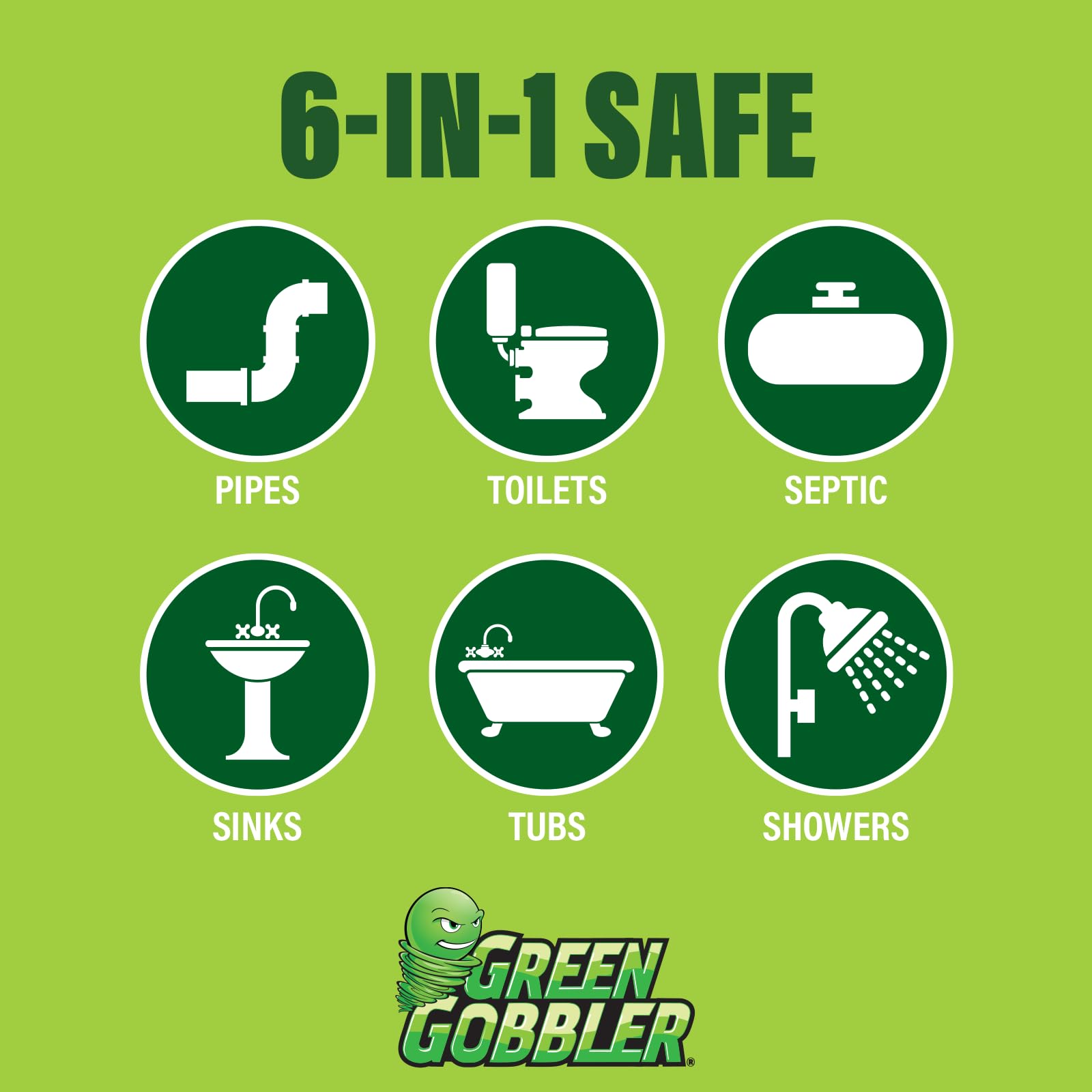 Green Gobbler Drain Clog Remover Powder PACS | Hair Clog Remover | Toilet Clog Remover | Sinks & Tub Drain Cleaner