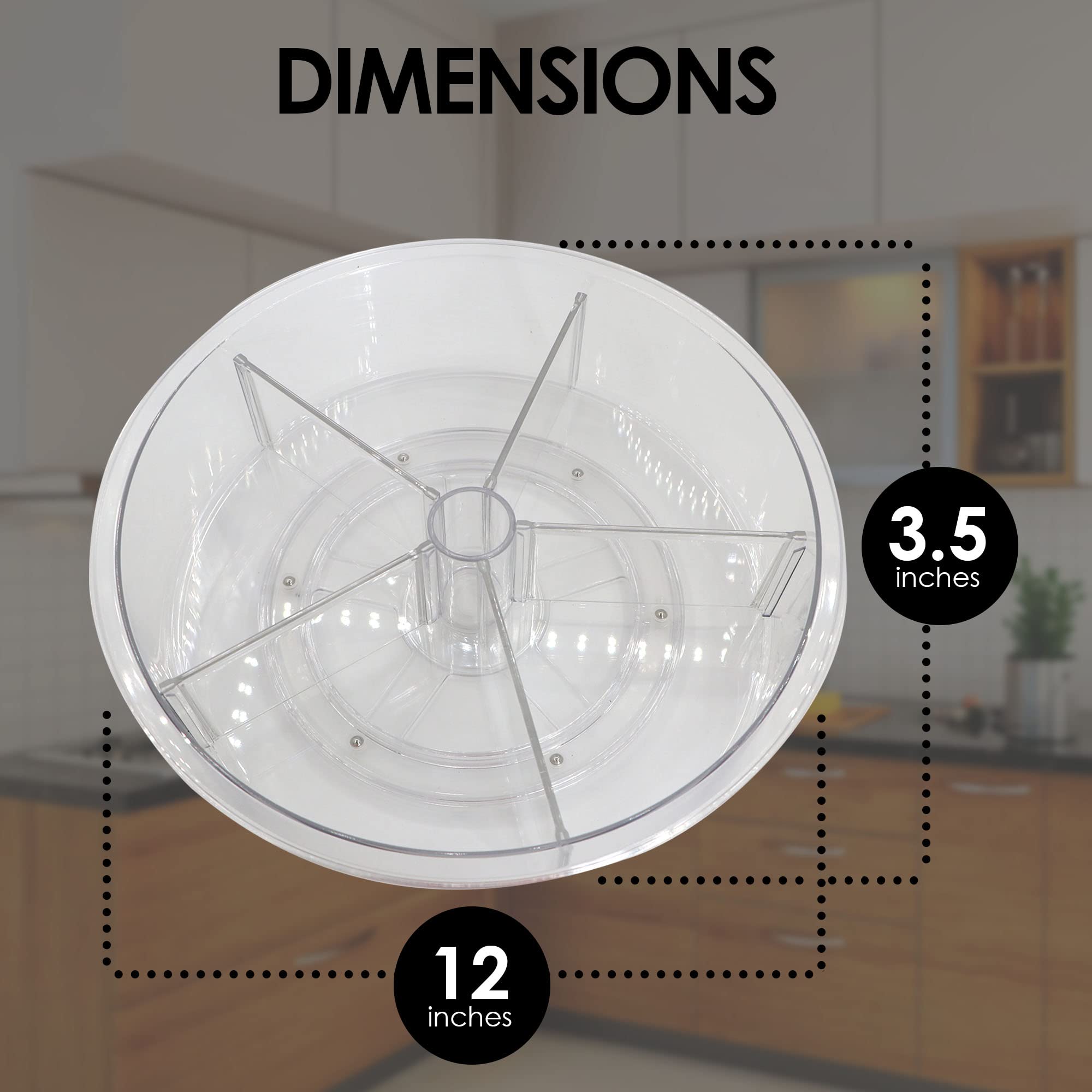 Lazy Susan, Cabinet Organizer, Divided Spinning Storage Container Kitchen Organizer for Cabinets, Pantry, Countertops, Fridge, Bathroom, Turntable Spice Rack for The Kitchen Cupboard