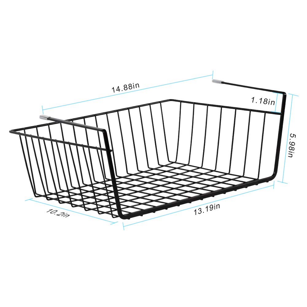 Nandae Under Shelf Basket, Wire Rack Slides Under Shelves for Storage, Set of 4 for Bathroom Kitchen Cabinet