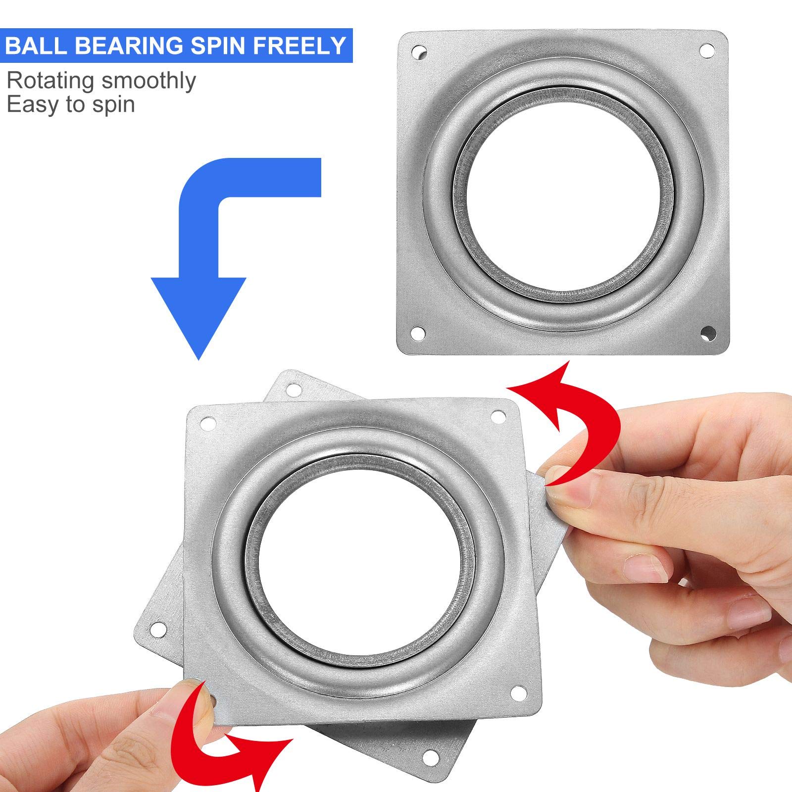 16Pack Lazy Susan Turntable Bearings, 4”Square Rotating Plate, 300lbs Capacity 5/16”Thick Swivel Plate for DIY Lazy Susan Project Storage Organizer Rack Cake Decorating Sculpture Displays