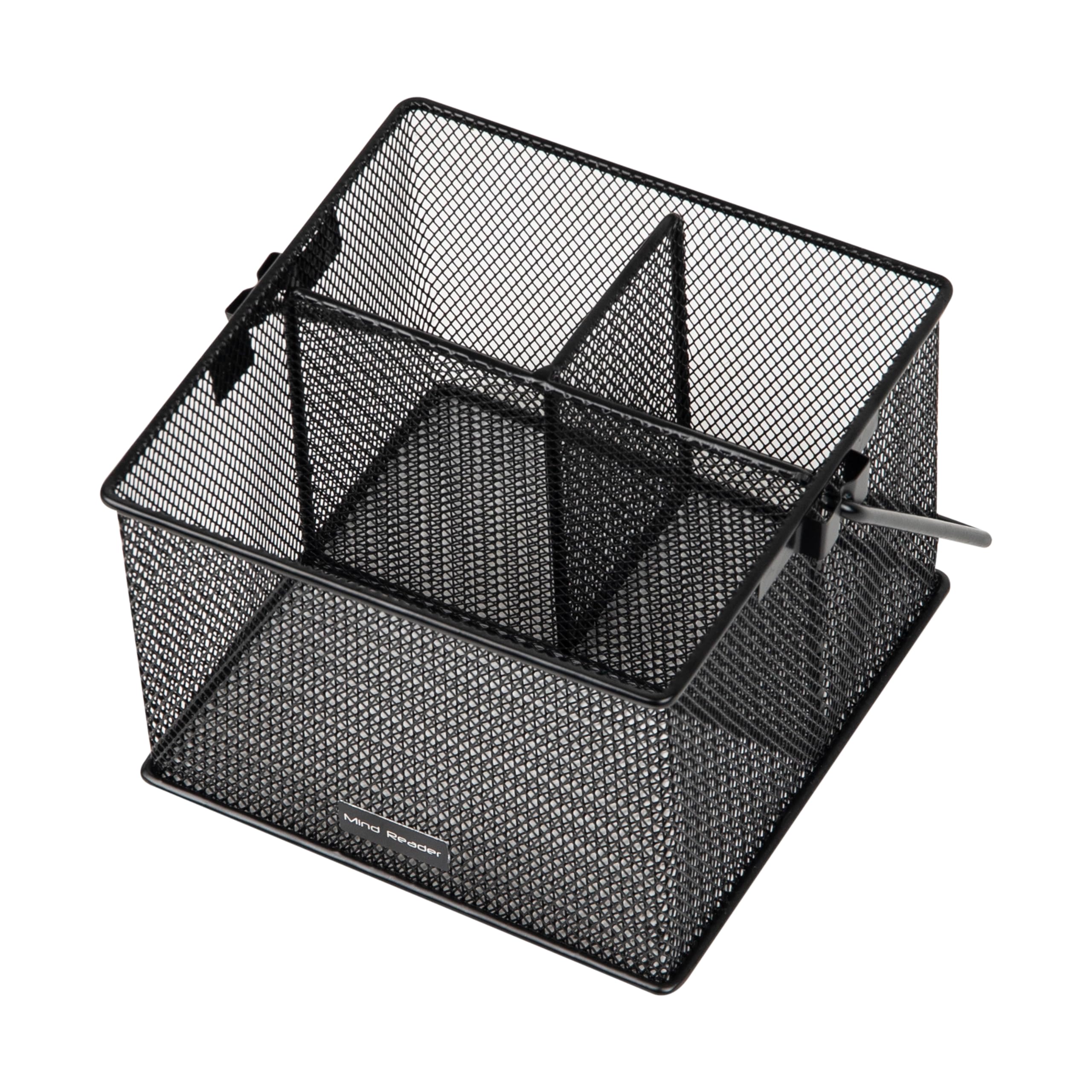 Mind Reader Storage Basket Organizer, Utensil Holder, Forks, Spoons, Knives, Napkins, Perfect for Desk Supplies, Pencil, Pens, Staples - 2 Pack, Black