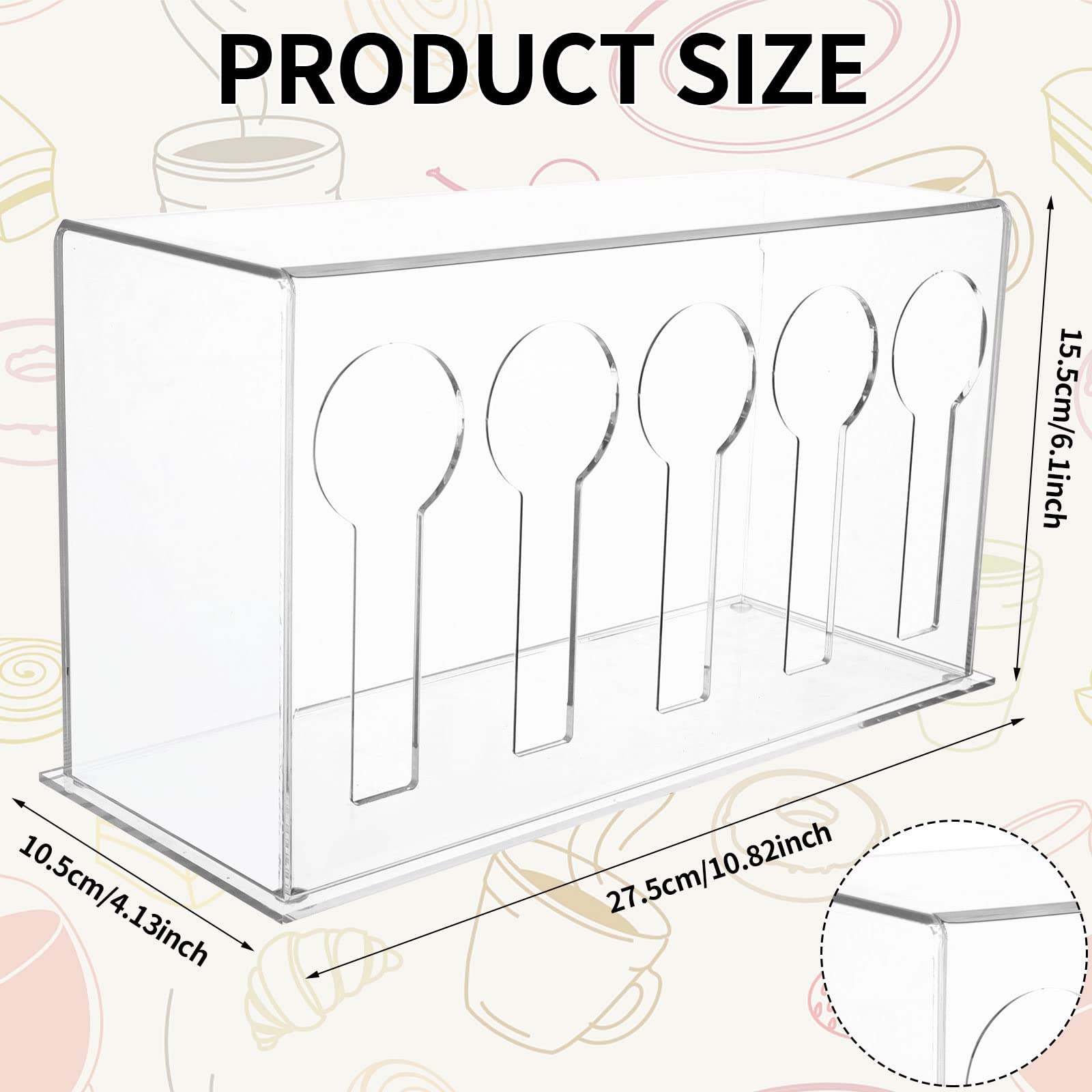 Acrylic Utensil Dispenser Cutlery Organizer 5 Compartment Plastic Silverware Holder Utensil Display Holder Caddy for Chopsticks Knife Spoon and Fork Cutlery Storage for Kitchen Restaurant CounterTop
