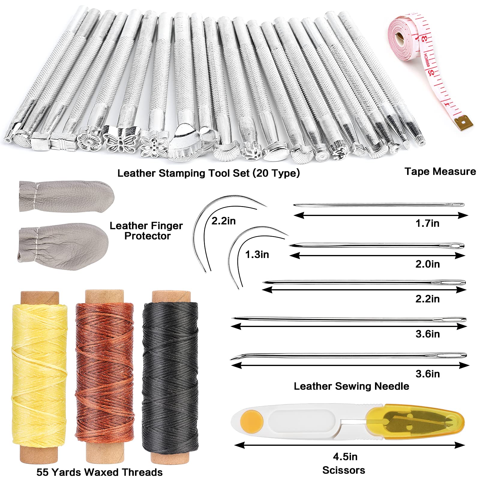 273 Pieces Leather Working Tools and Supplies with Leather Tool Box Cutting Mat Hammer Stamping Tools Needles Snaps and Rivets Kit Perfect for Stitching Punching Cutting Sewing Leather Craft Making