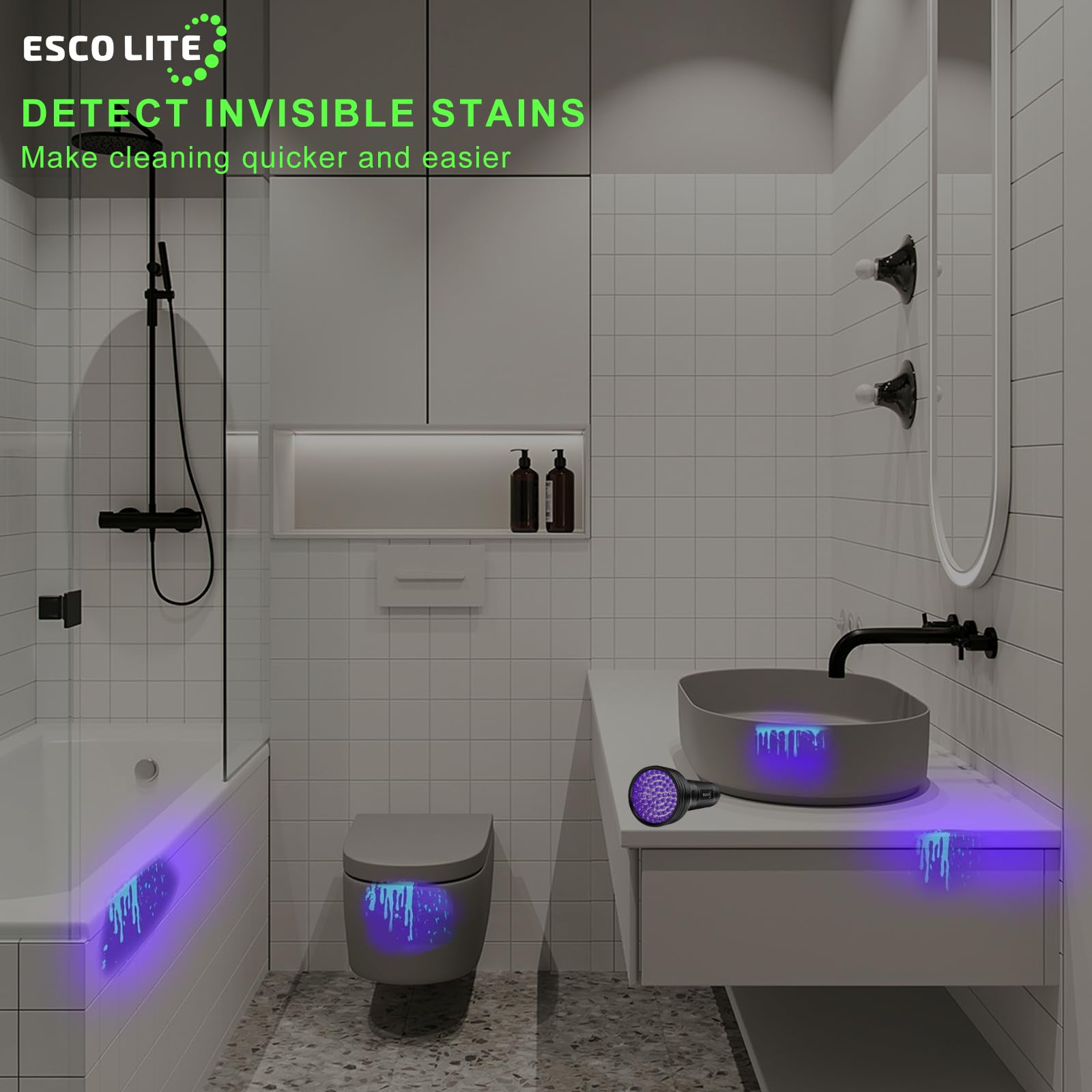 Escolite UV Flashlight Black Light 51 LED 395 nM Ultraviolet Blacklight Flashlite for Pet Urine Detection,Dry Stains,Bed Bug,Scorpion,Dog/Cat Urine Light Detector Matching with Pet Odor Eliminator