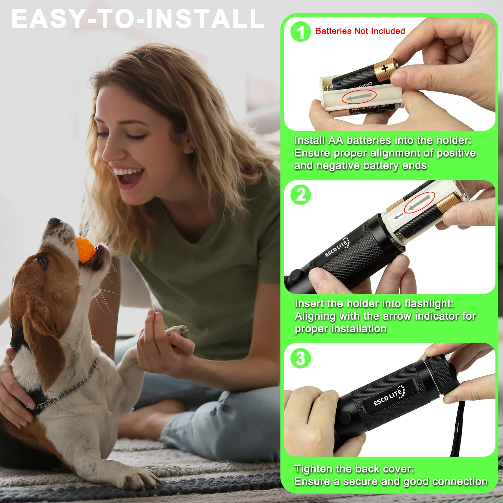 Escolite UV Flashlight Black Light 51 LED 395 nM Ultraviolet Blacklight Flashlite for Pet Urine Detection,Dry Stains,Bed Bug,Scorpion,Dog/Cat Urine Light Detector Matching with Pet Odor Eliminator