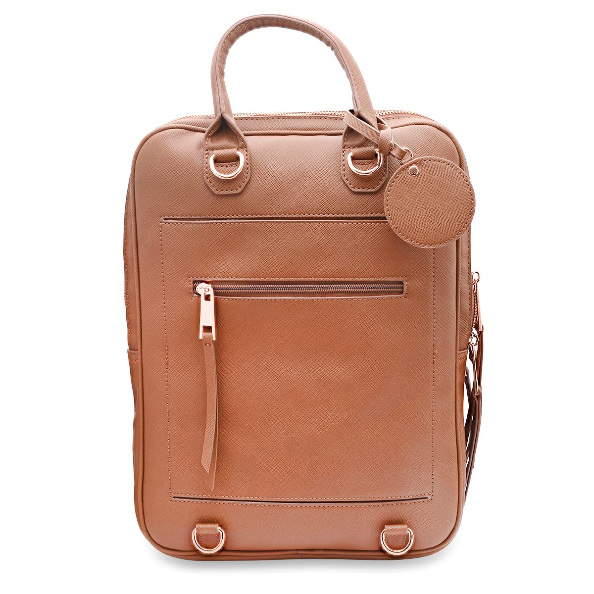 Steeltime Unisex Super Soft Premium Vegan Leather Travel Backpack with 6 Compartments a Built In Mirror and Luggage Adaptable (Brown)