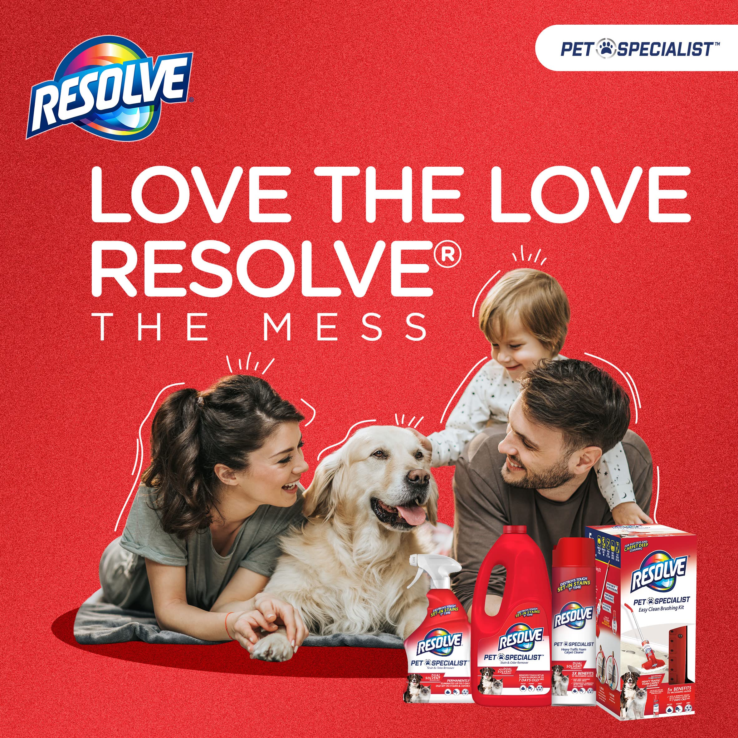 Resolve Pet Specialist Heavy Traffic Foam, Carpet Cleaner, 2 packs of 22oz
