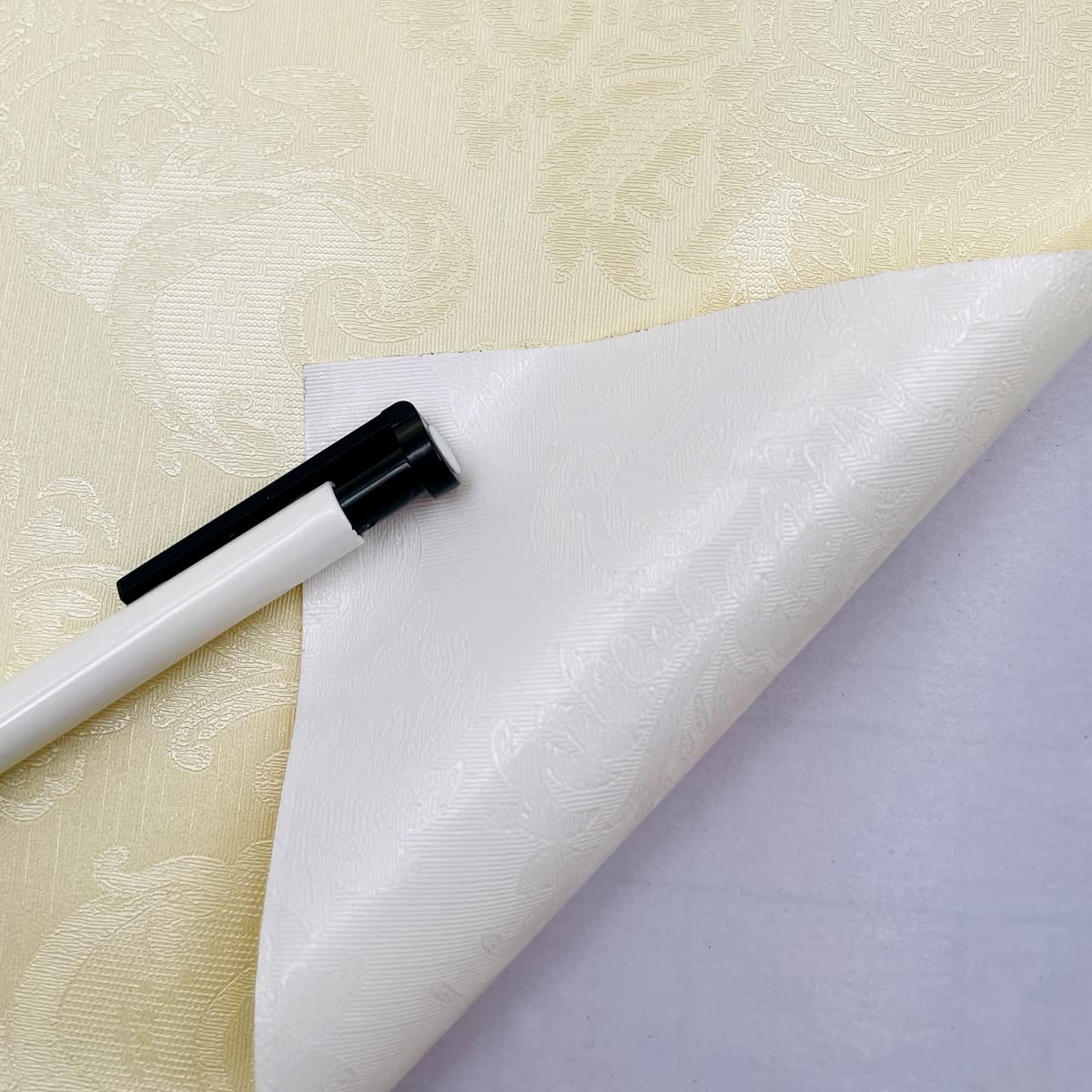 SimpleLife4U Peel & Stick Shelf Liner Waterproof Drawer Paper 17.7 Inch by 9.8 Feet, Beige Damask