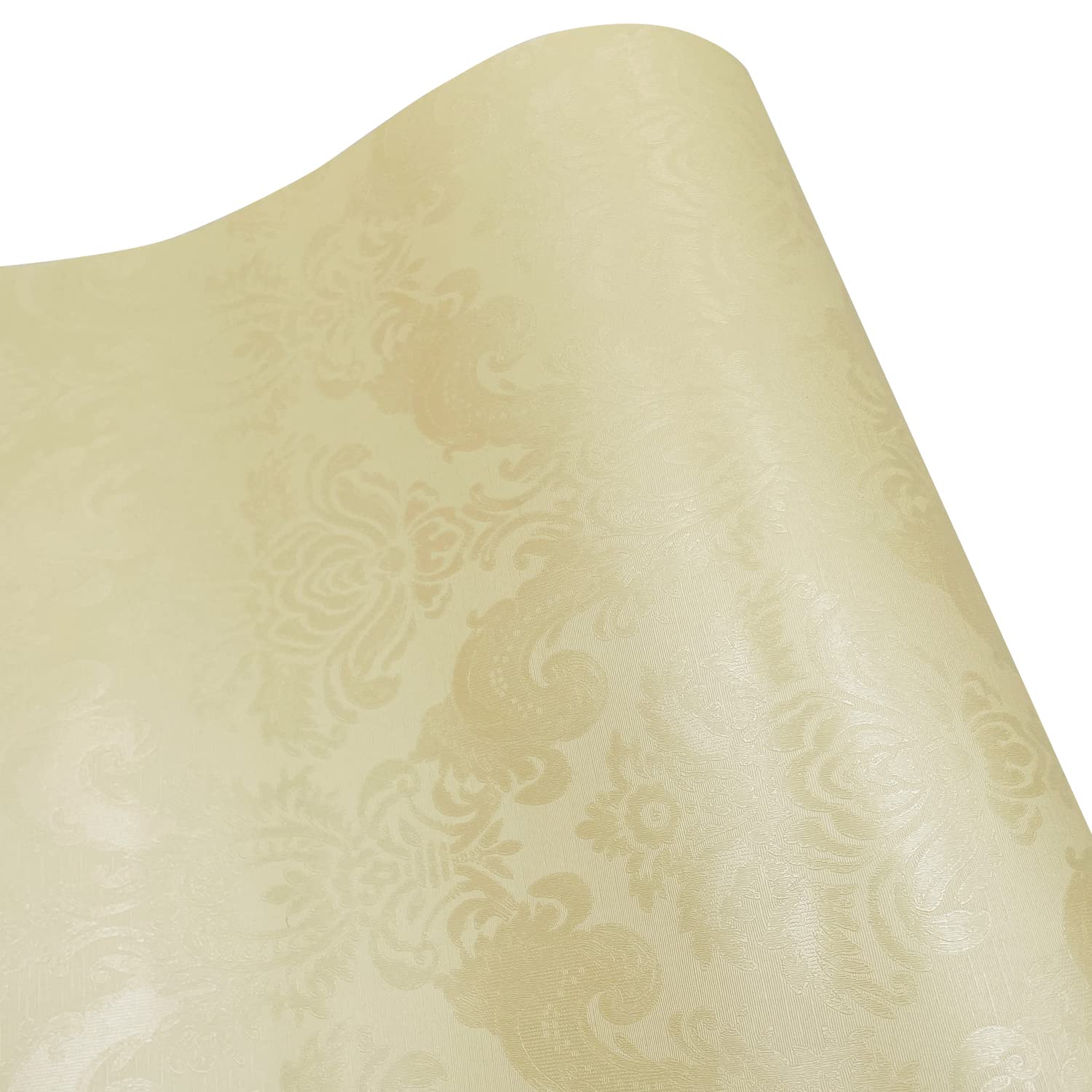 SimpleLife4U Peel & Stick Shelf Liner Waterproof Drawer Paper 17.7 Inch by 9.8 Feet, Beige Damask
