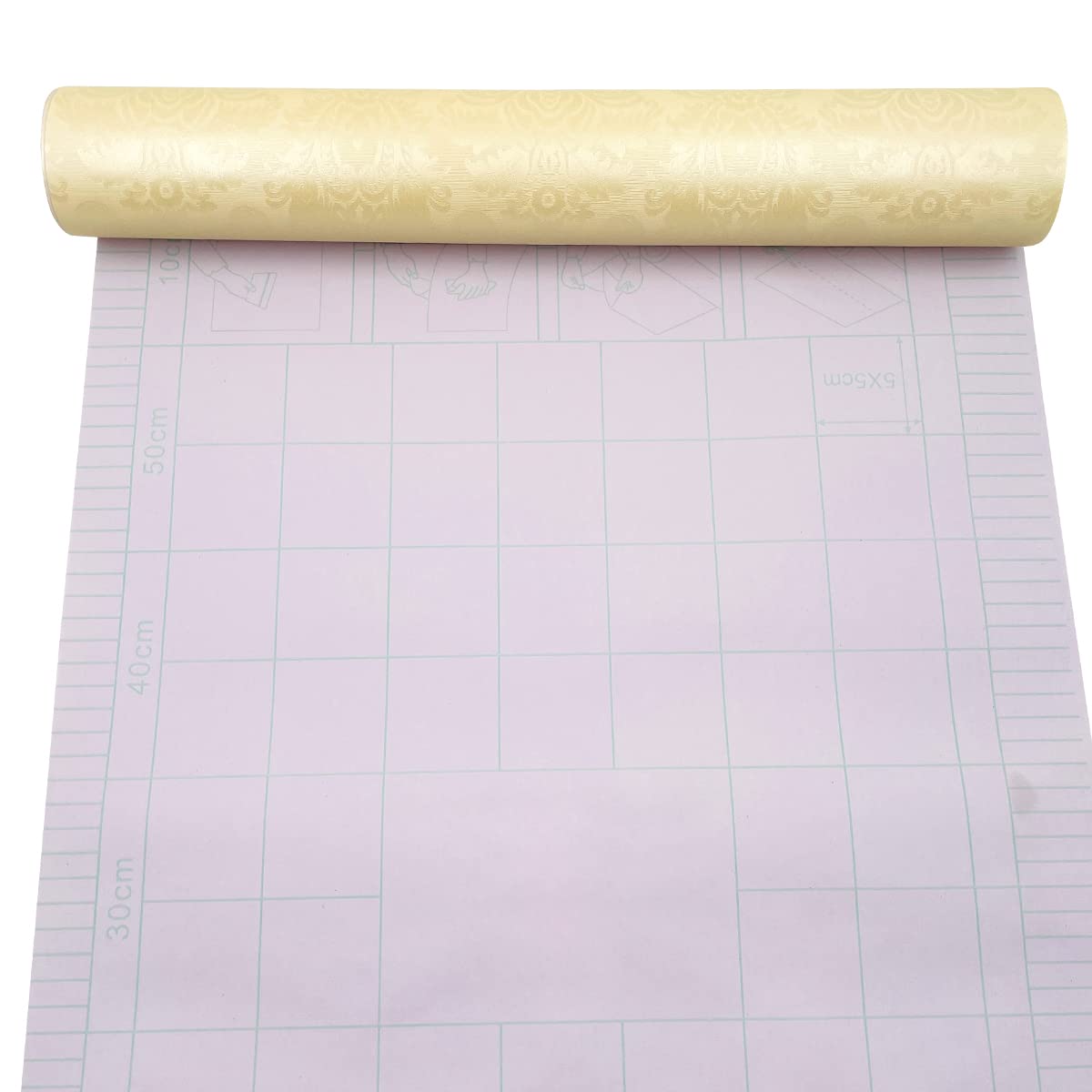 SimpleLife4U Peel & Stick Shelf Liner Waterproof Drawer Paper 17.7 Inch by 9.8 Feet, Beige Damask