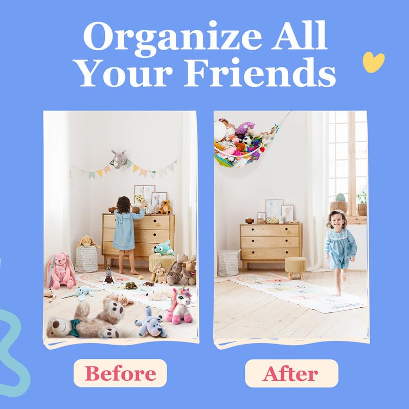 Lilly's Love Large Stuffed Animal Storage Net Hammock, Made w/Real Netting not Mesh, Organize the Chaos | 60" x 60 x 67"