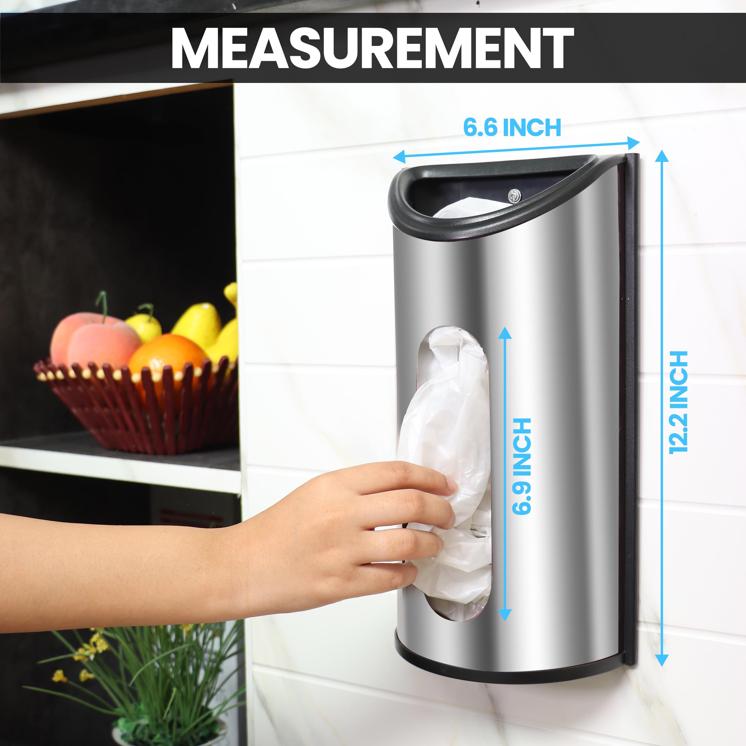 Utopia Kitchen Grocery Plastic Bag Holder and Dispenser for Plastic Bags - Easy Wall Mount Bag Saver - Stainless Steel (Silver)
