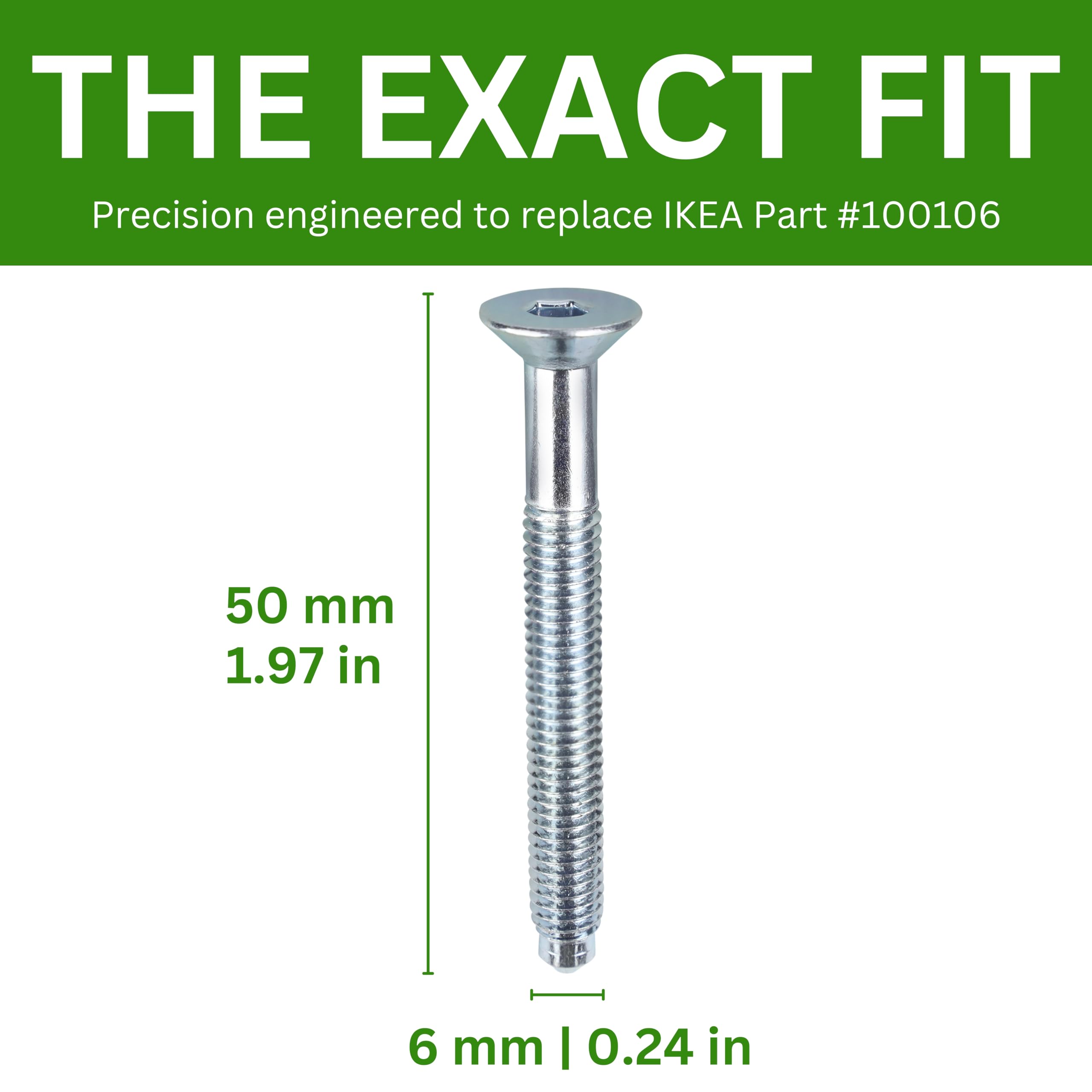 Spare Hardware Parts Shelf Unit Long Screw (Replacement for IKEA Part #100106) (Pack of 8)