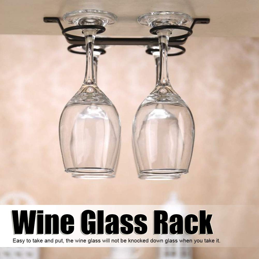 YINUODAY Wine Glass Rack Under Cabinet, Metal Stemware Glass Holder Hanger Glasses Storage Hanger Organizer for Bar Kitchen Storage Decor