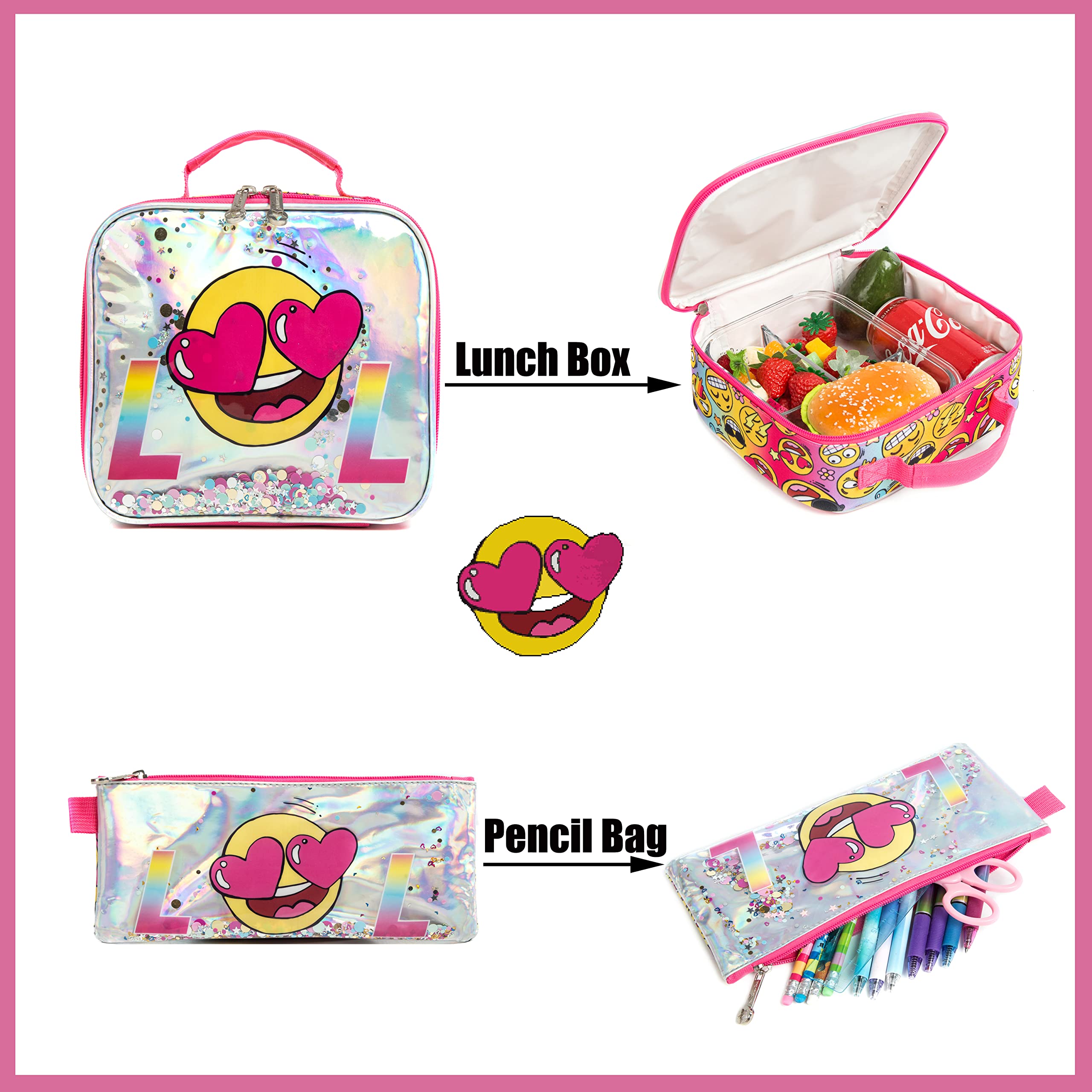 ZBAOGTW Rolling Backpack for Girls,Kids Rolling Backpack with Lunch Bag and Pencil Case,3 in 1 Book Bag Set,School Backpack with Wheels for Girls and Boys,15.7"X11.8"X6.7"