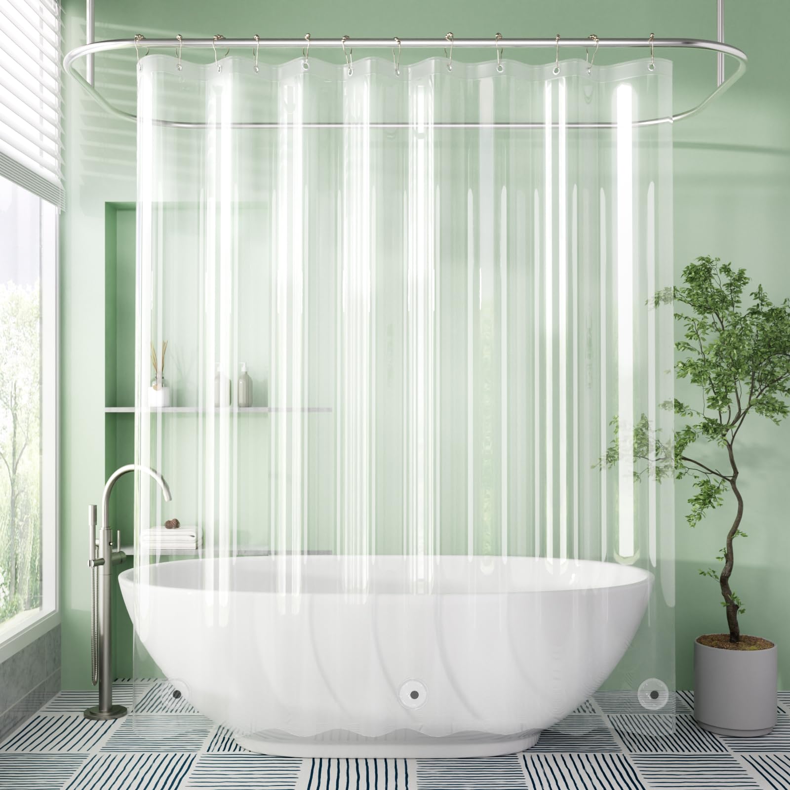 AmazerBath Clear Shower Curtain Liner, 72x72 Plastic Shower Liner, Waterproof PEVA Shower Curtain Liner, Cute Lightweight Shower Curtains for Bathroom with Magnets and 12 Rustproof Metal Grommet Holes