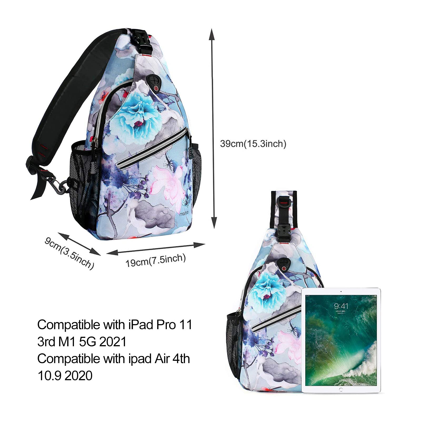 MOSISO Sling Backpack,Travel Hiking Daypack Pattern Rope Crossbody Shoulder Bag, Ink-wash Painting