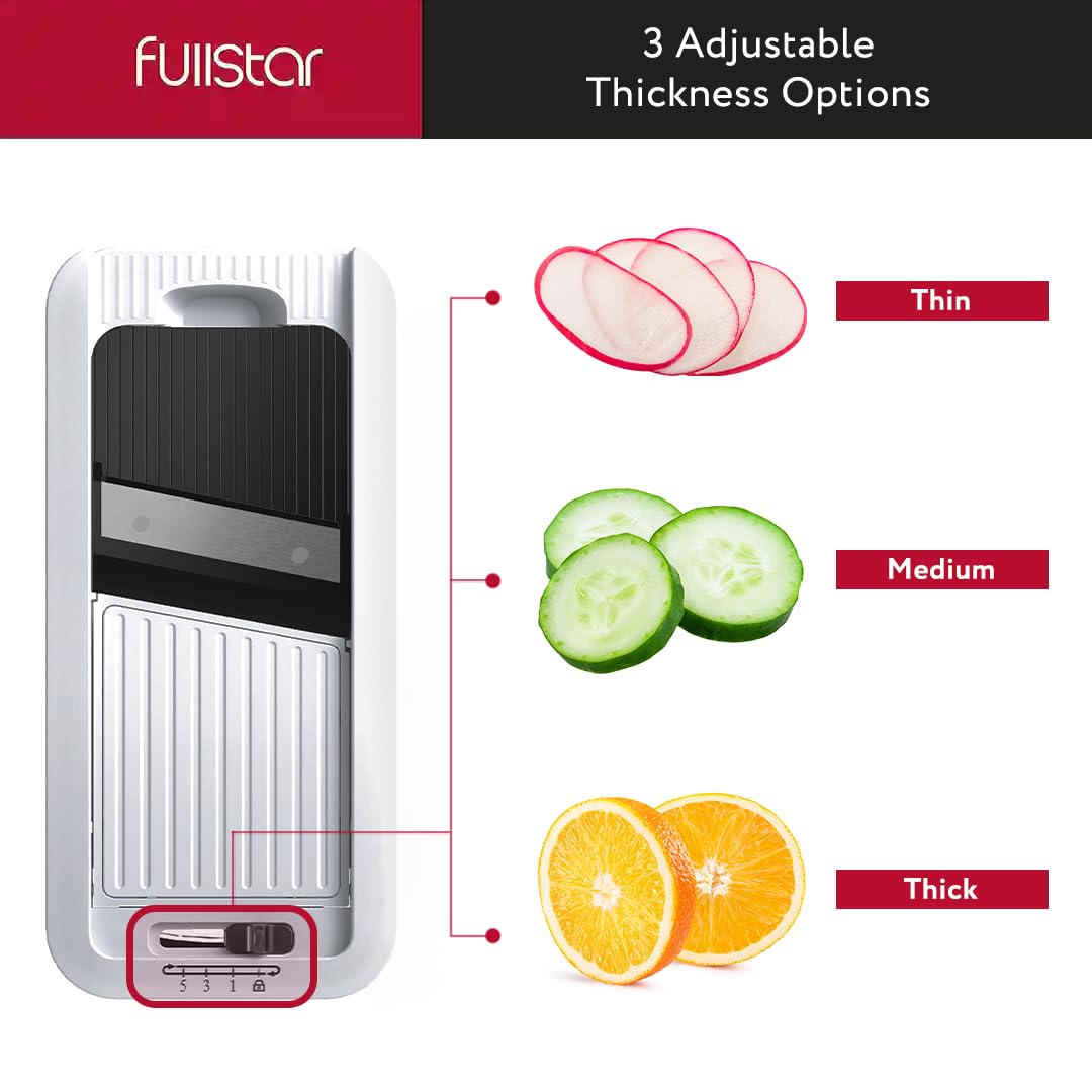 Fullstar All-in-1 Vegetable Chopper, Mandoline Slicer & Cheese Grater | Multi Blade French Fry Cutter & Veggie Dicer | Includes Bonus Handheld Spiralizer & Kitchen Gadgets