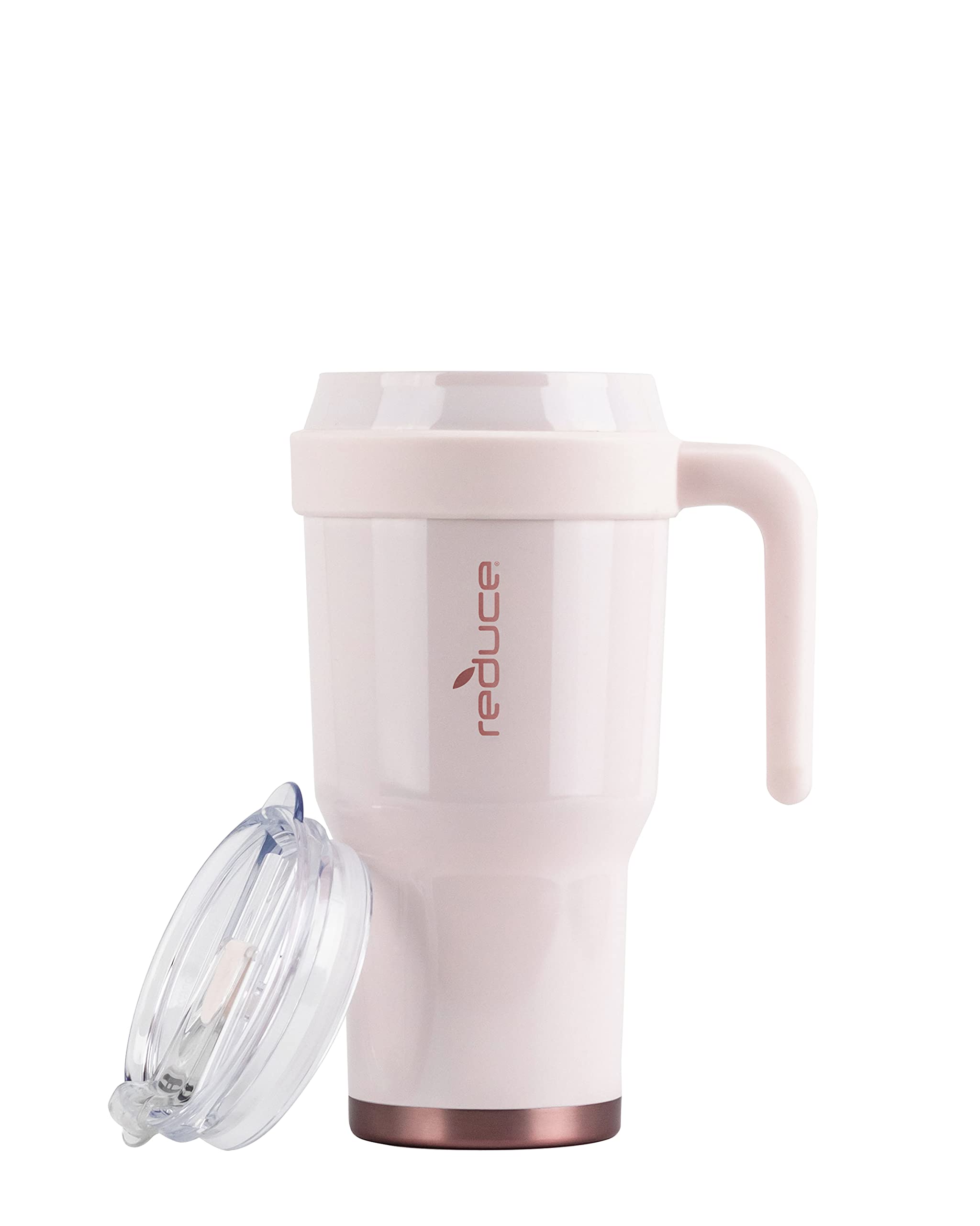 REDUCE 40 oz Tumbler with Handle and Straw, Stainless Steel with Sip-It-Your-Way Lid - Keeps Drinks Cold up to 34 Hours - Sweat Proof, Dishwasher Safe, BPA Free - Pink Cotton, Opaque Gloss