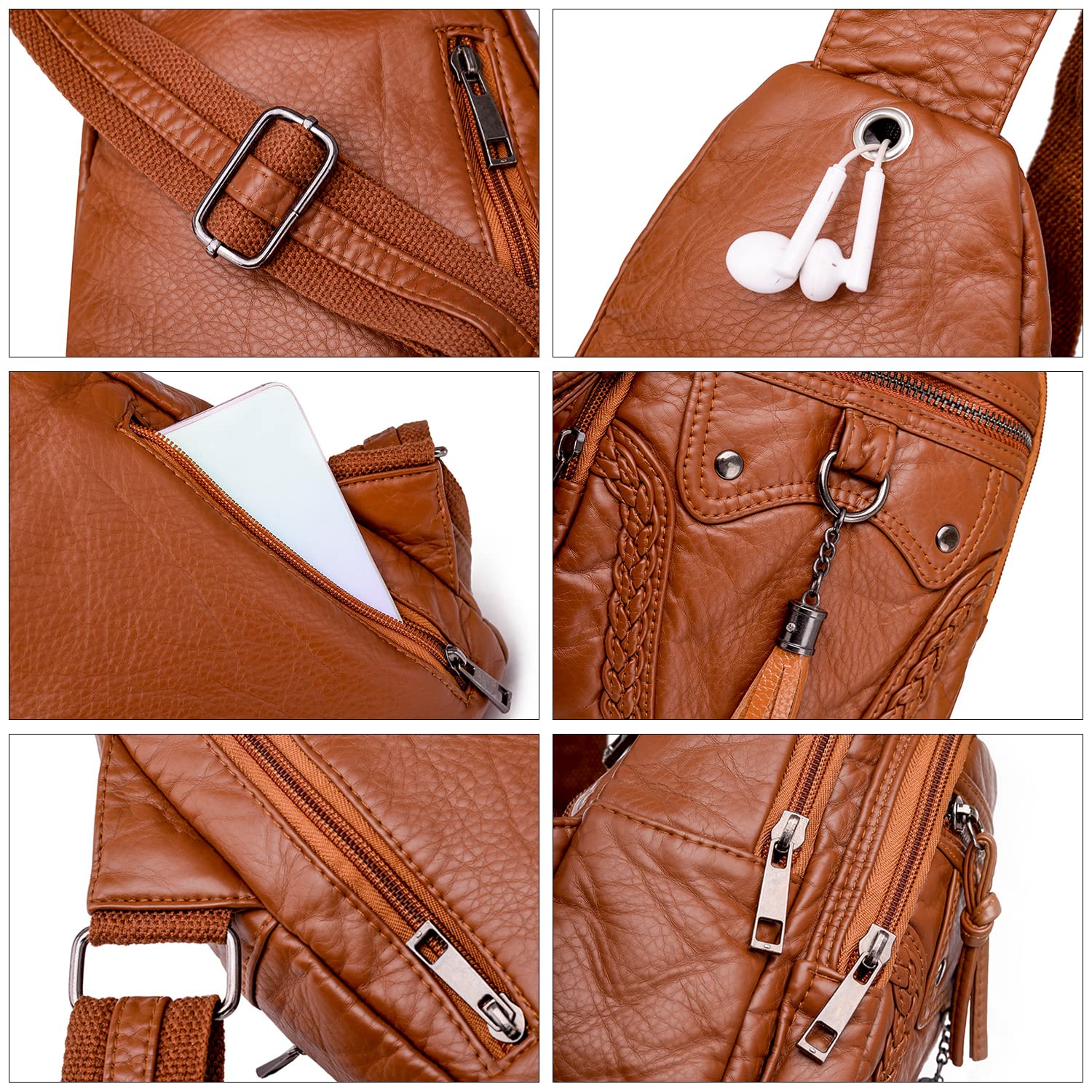 Peicees Sling Bag for Men & Women Sling Backpack With USB Charge Port Hiking Backpack Bag Waterproof Shoulder Crossbody Bags