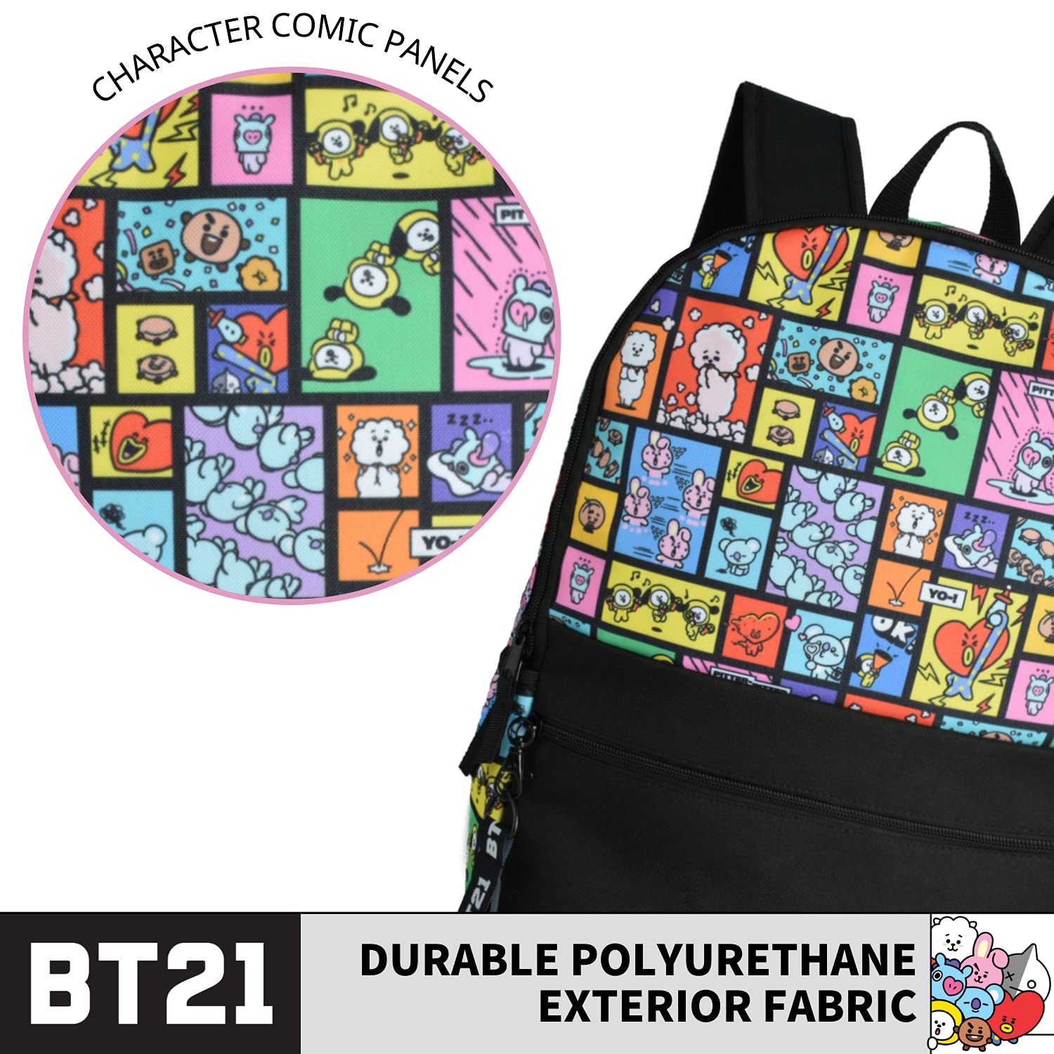 Concept One BT21 LINE FRIENDS 12 Inch Sleeve Laptop Backpack, Padded Computer School Bag, Multi, One Size