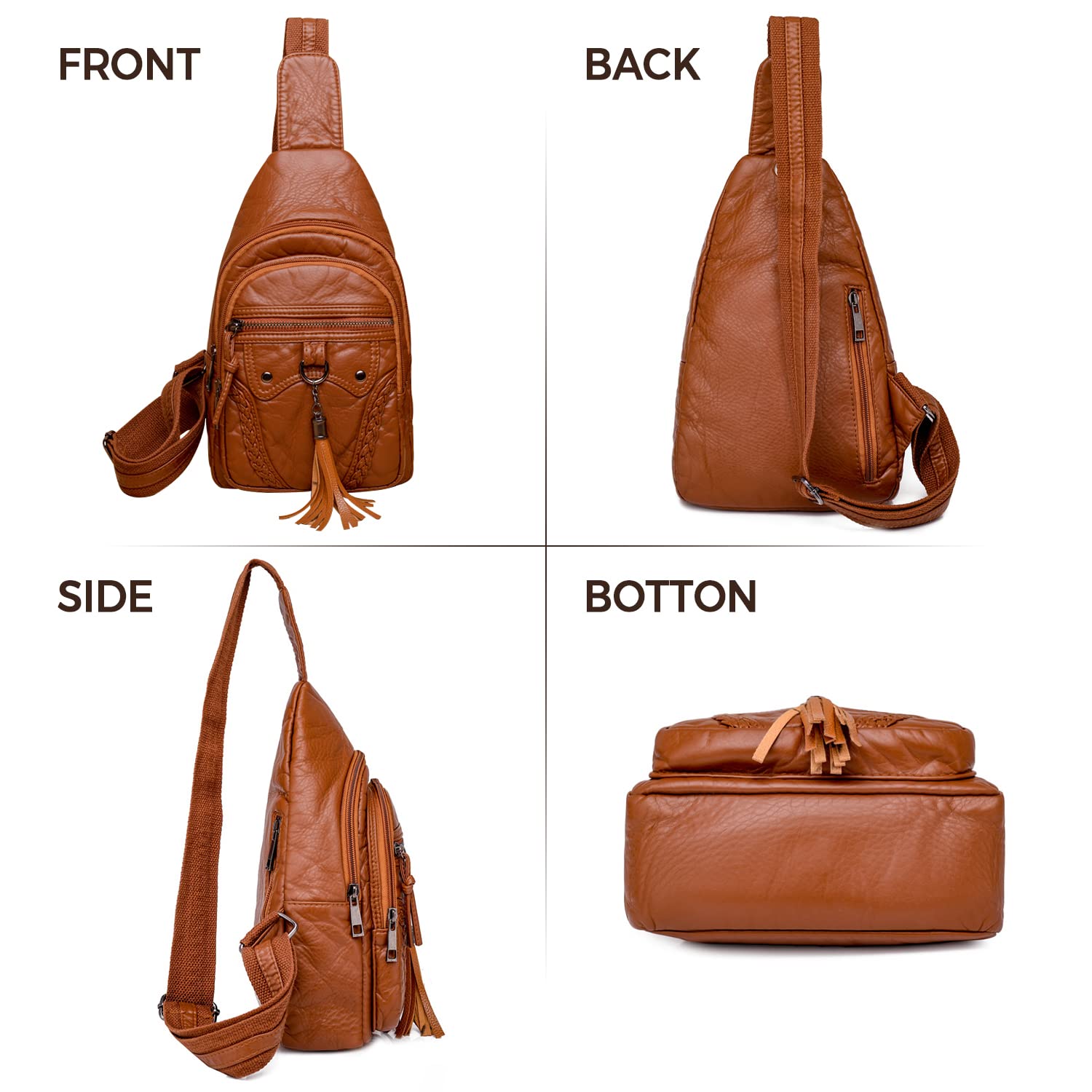 Peicees Sling Bag for Men & Women Sling Backpack With USB Charge Port Hiking Backpack Bag Waterproof Shoulder Crossbody Bags