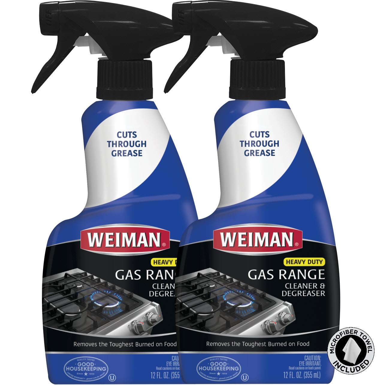 Weiman Gas Range and Stove Top Cleaner and Degreaser - 2 Pack - Dissolves Cooked On Food and Stains