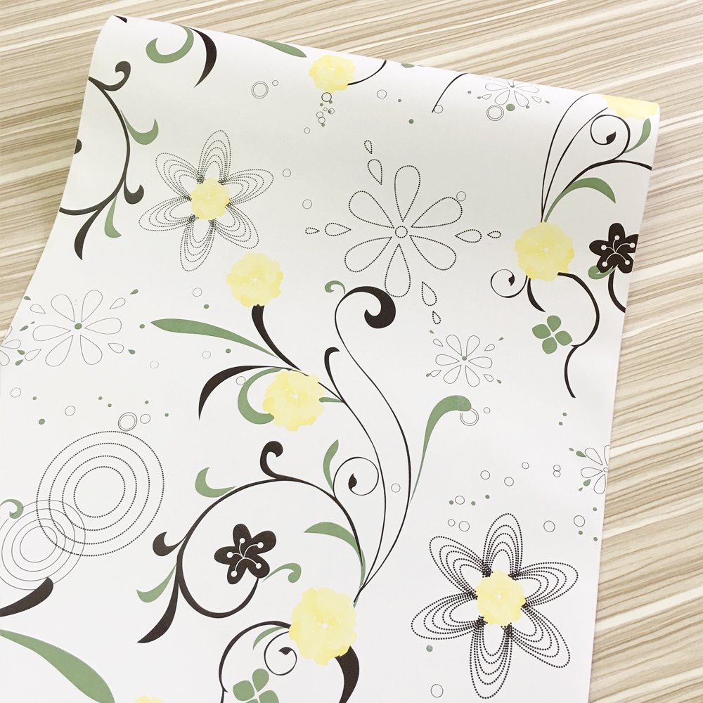 Yifely Yellow Blooms Furniture Paper Decorative Shelf Drawer Liner Self-Adhesive Storage Locker Decor 17.7 Inch by 9.8 Feet