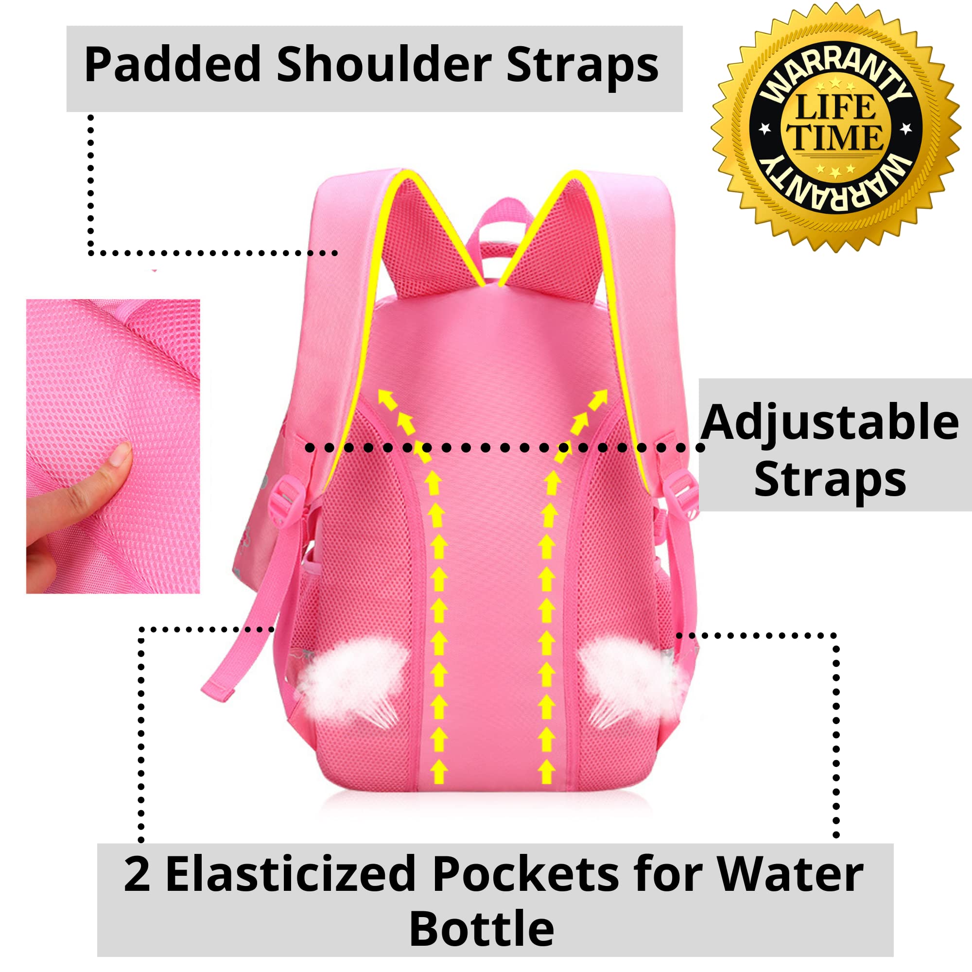 JOJOOKIDS Kids Backpack for Girls Unicorn Backpack for School Water Repellent | Backpacks for Elementary or Kindergarten | Pink School Bag 15” School Backpack