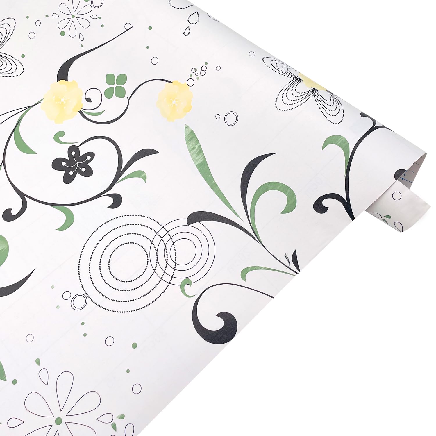 Yifely Yellow Blooms Furniture Paper Decorative Shelf Drawer Liner Self-Adhesive Storage Locker Decor 17.7 Inch by 9.8 Feet