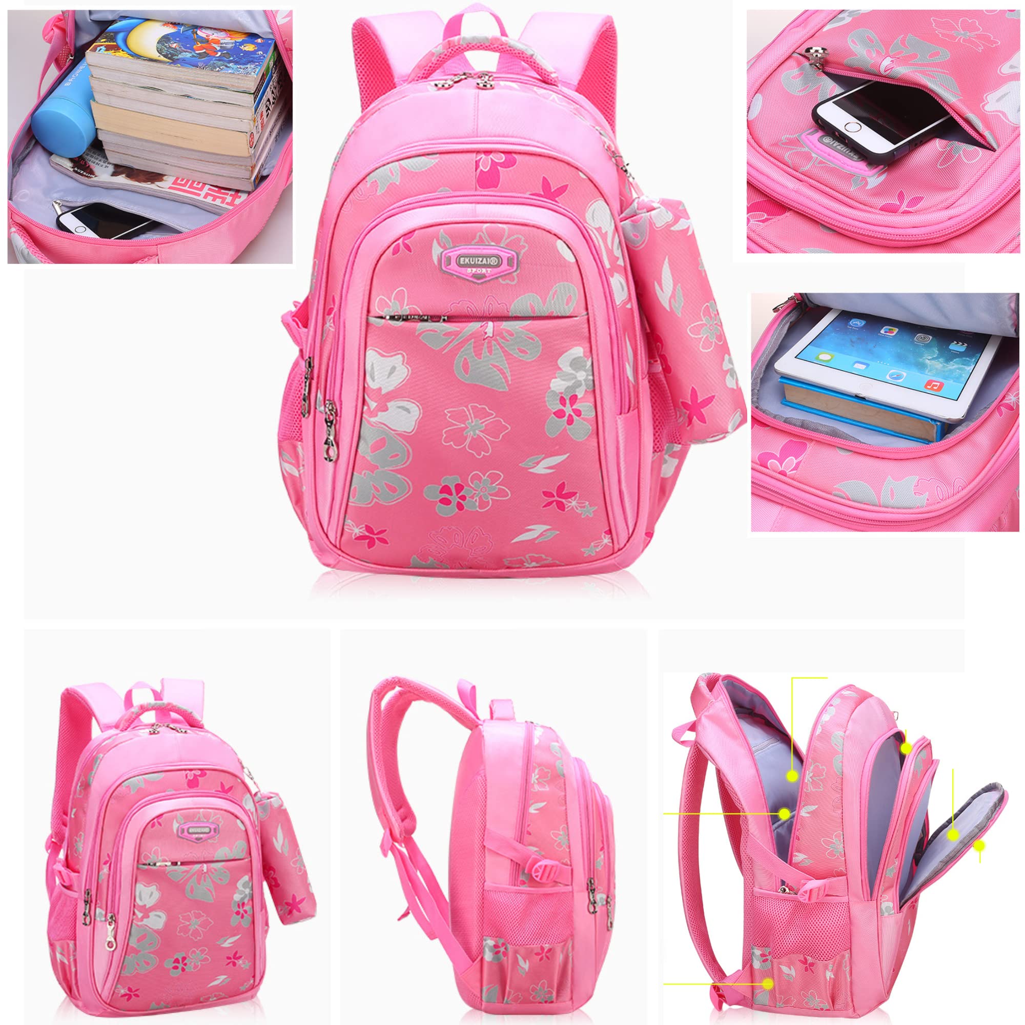 JOJOOKIDS Kids Backpack for Girls Unicorn Backpack for School Water Repellent | Backpacks for Elementary or Kindergarten | Pink School Bag 15” School Backpack