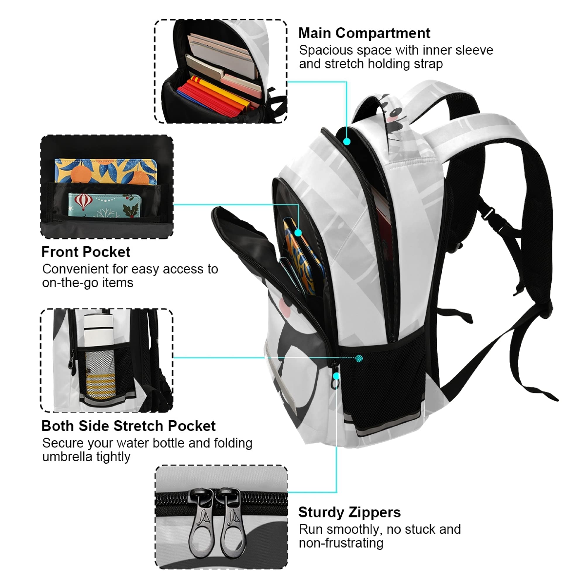 ALAZA Hello Panda Baby Shower Cute Animal Backpack Purse for Women Men Personalized Laptop Notebook Tablet School Bag Stylish Casual Daypack, 13 14 15.6 inch