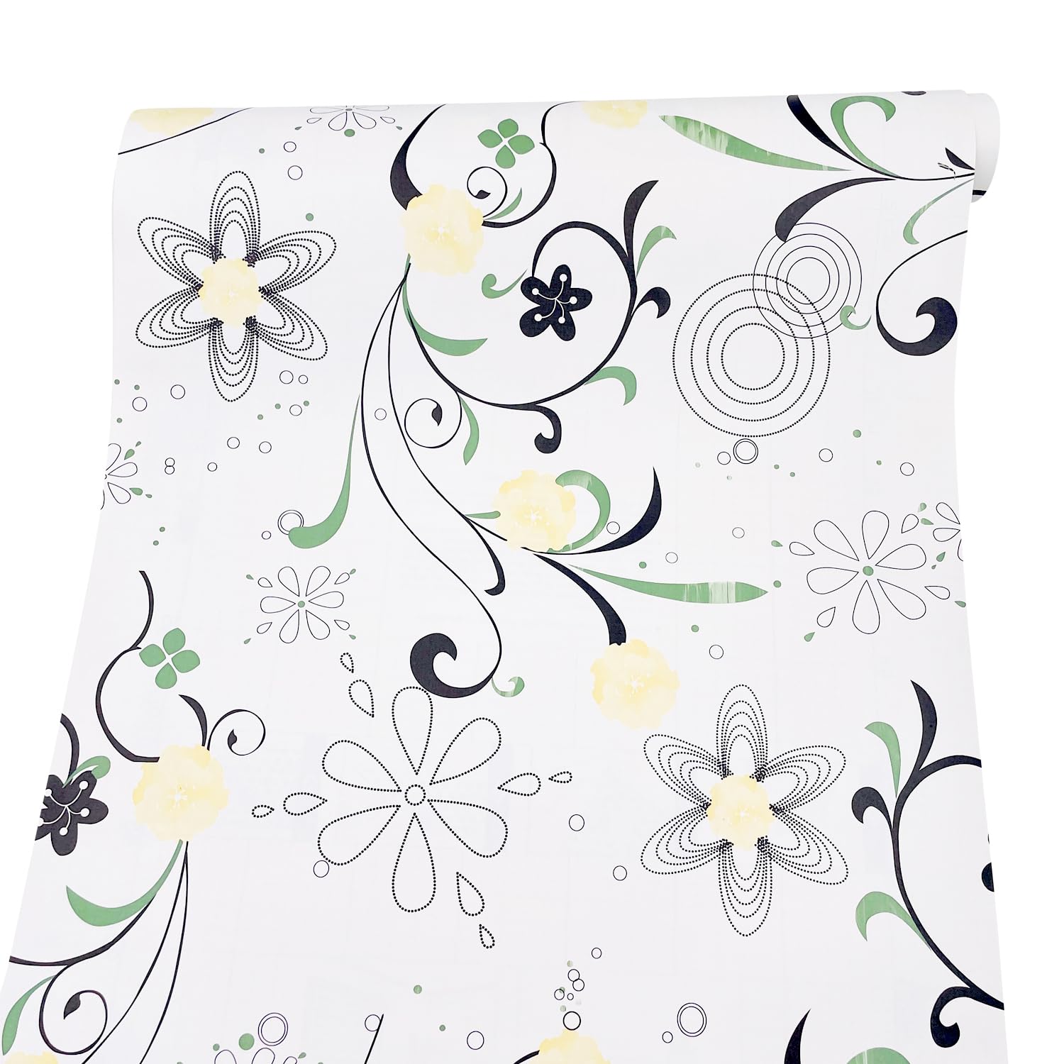 Yifely Yellow Blooms Furniture Paper Decorative Shelf Drawer Liner Self-Adhesive Storage Locker Decor 17.7 Inch by 9.8 Feet