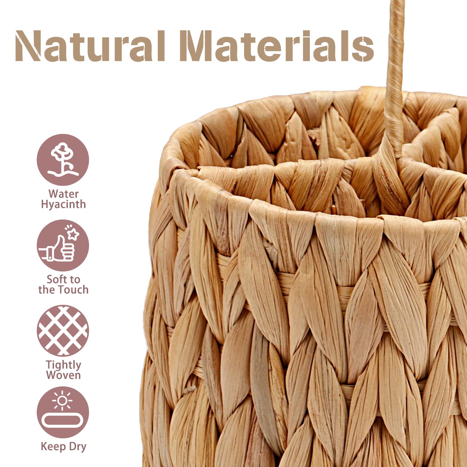 Kitchen Utensil Holder for Countertop, Silverware Caddy Natural Woven Flatware Caddy with 3 Compartments, Cooking Utensil Organizer Condiment Picnic Cutlery Caddy Large Utensil Holder for Party