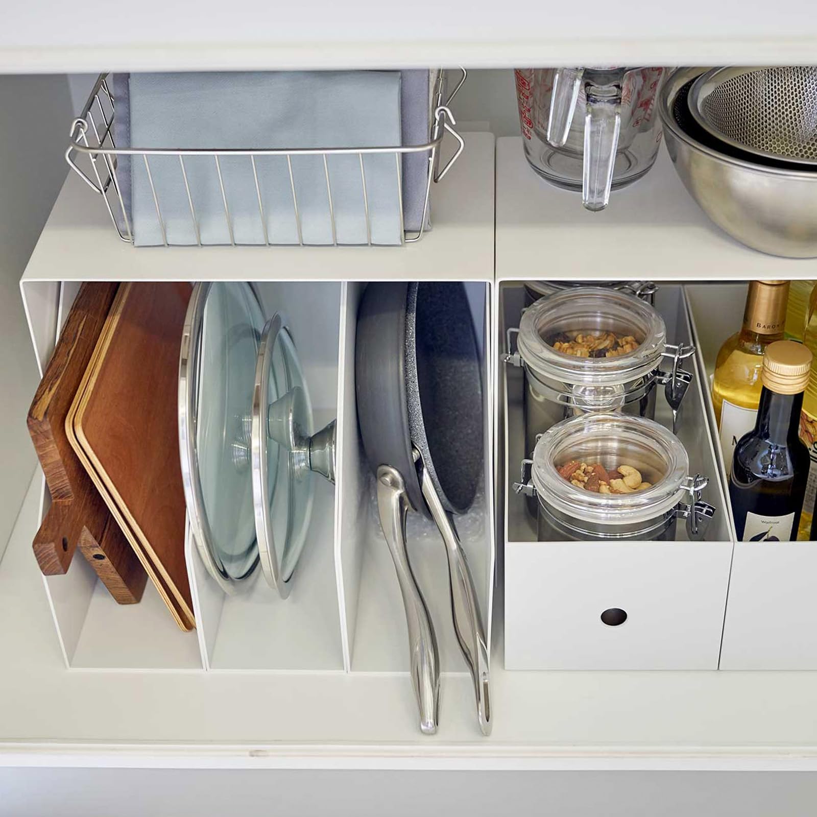 Yamazaki Home Cabinet Storage Organizer | Set of 2 | Kitchen Pantry | Steel | Riser, One Size, White