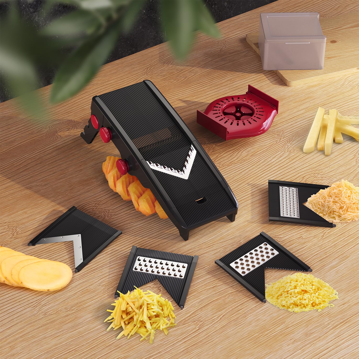 Mueller Vegetable Chopper - Heavy Duty Vegetable Slicer - Onion Chopper with Container - Food Chopper Slicer Dicer Cutter - 4 Blades