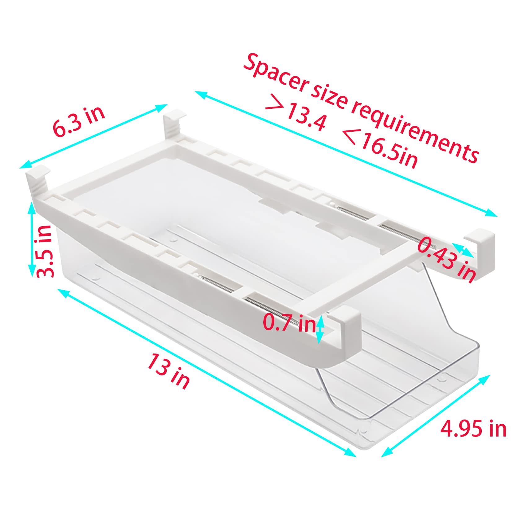 XILAOTOU Fridge Organizer Hanging Soda Can Dispenser Drink Holder for Refrigerator, Kitchen Organizer,Cabinet Shelf - Clear Plastic Canned Food Storage Rack,store to 5 standards 12-oz soda