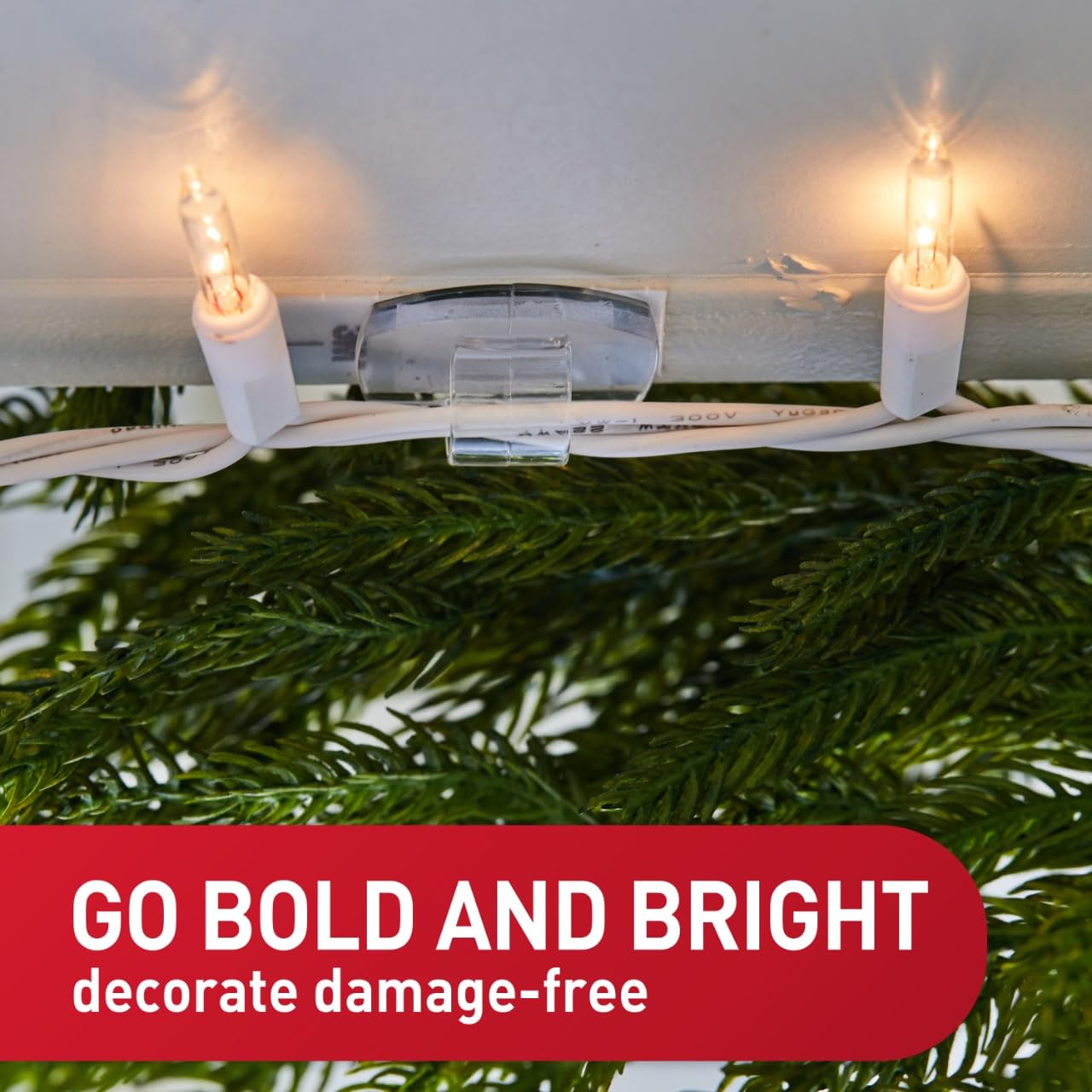 Command Outdoor Light Clips, Damage Free Hanging Outdoor Light Clips with Adhesive Strips, No Tools Wall Clips for Hanging Outdoor Lights and Cables, 20 Clear Clips and 24 Command Strips