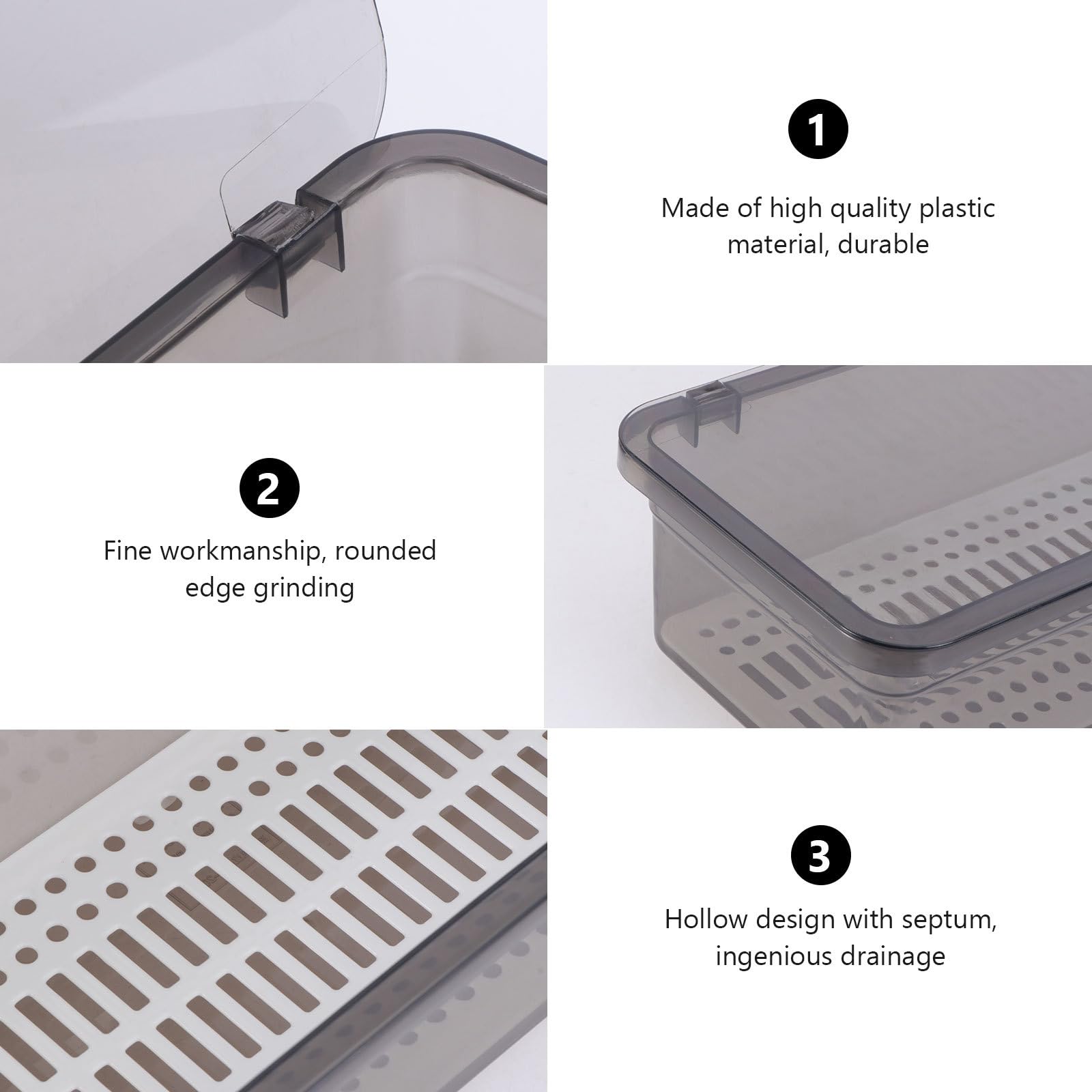 Cabilock 2Pcs Flatware Plastic Tray with Lid Kitchen Cutlery and Utensil Drawer Organizer Silverware Countertop Storage Container Black
