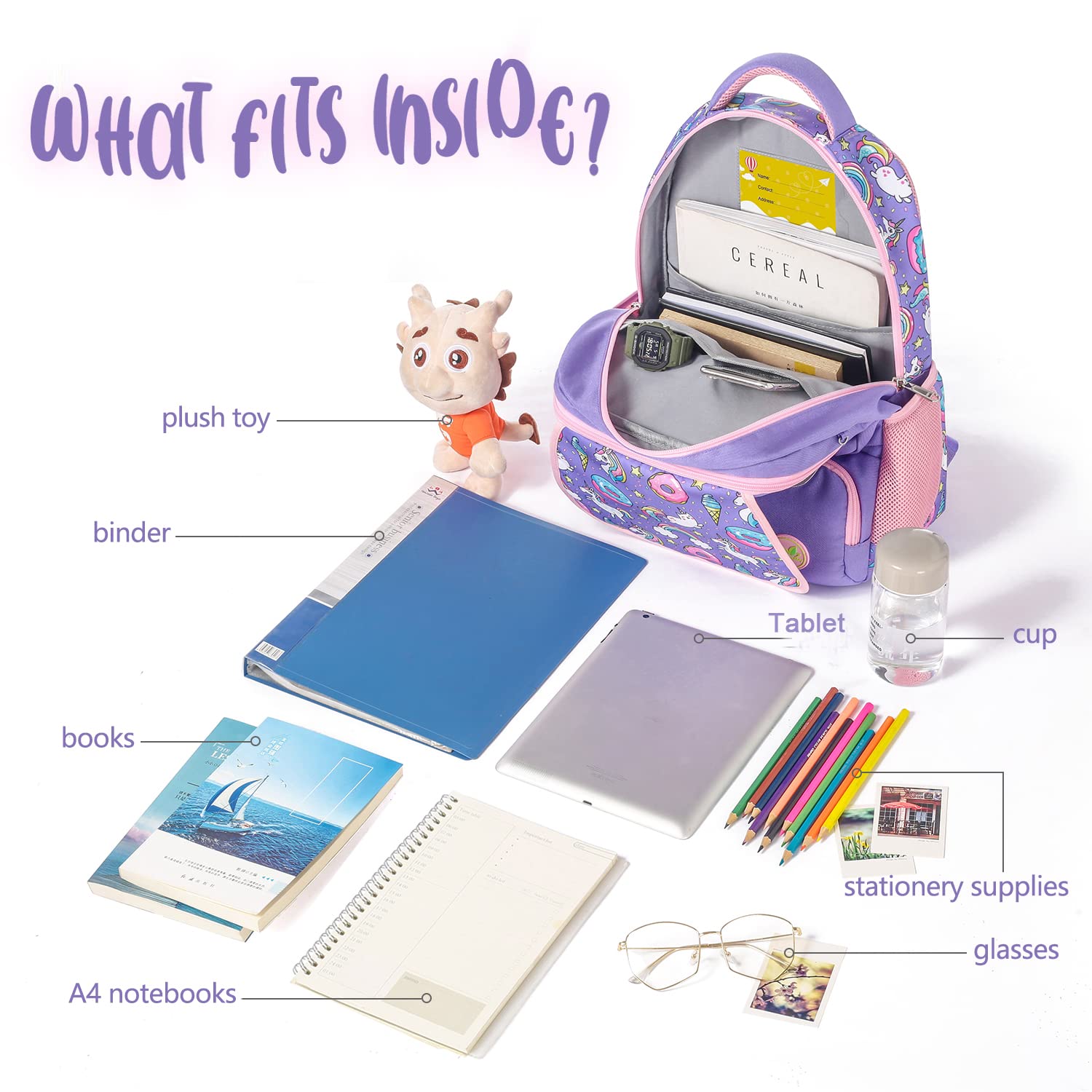 DZHJKIO Unicorn Kitty School Backpack for Girls & Boys, Large 16 Inches Casual Day Pack Cartoon Rucksack? (Unicorn Kitty) 1