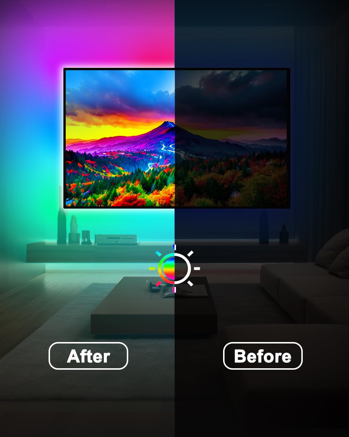 Daymeet LED Lights for TV, 9.8FT Led Backlight TV Lights RGB Led TV Lights for 32-60inch TV USB Led Strip Lights for TV Led Lights Sync with Music Bluetooth APP Control Led Lights for Bedroom