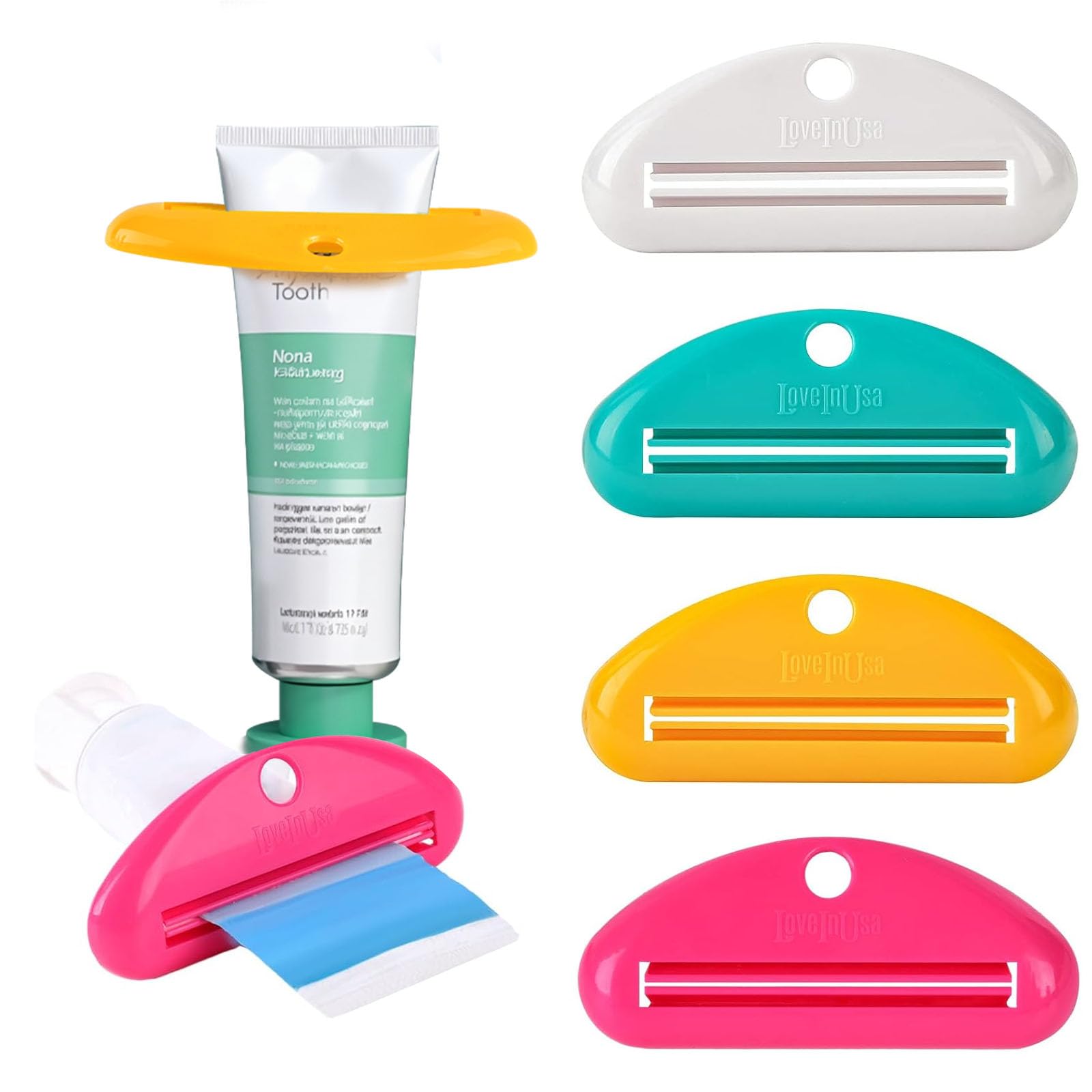 LOVEINUSA Toothpaste Tube Squeezer Dispenser- 4 Pack Random Colors