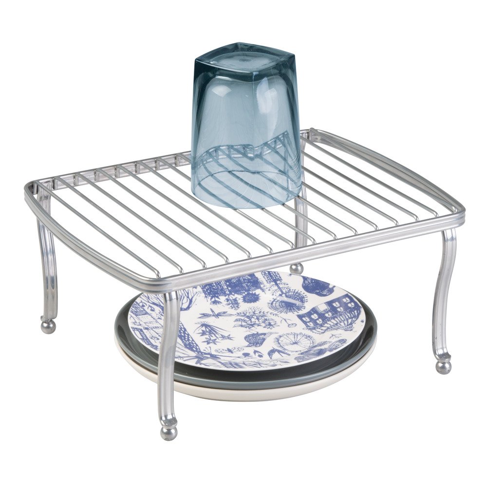 InterDesign York Lyra Kitchen Pantry Cabinet and Countertop Rectangular Shelf, Chrome/Silver